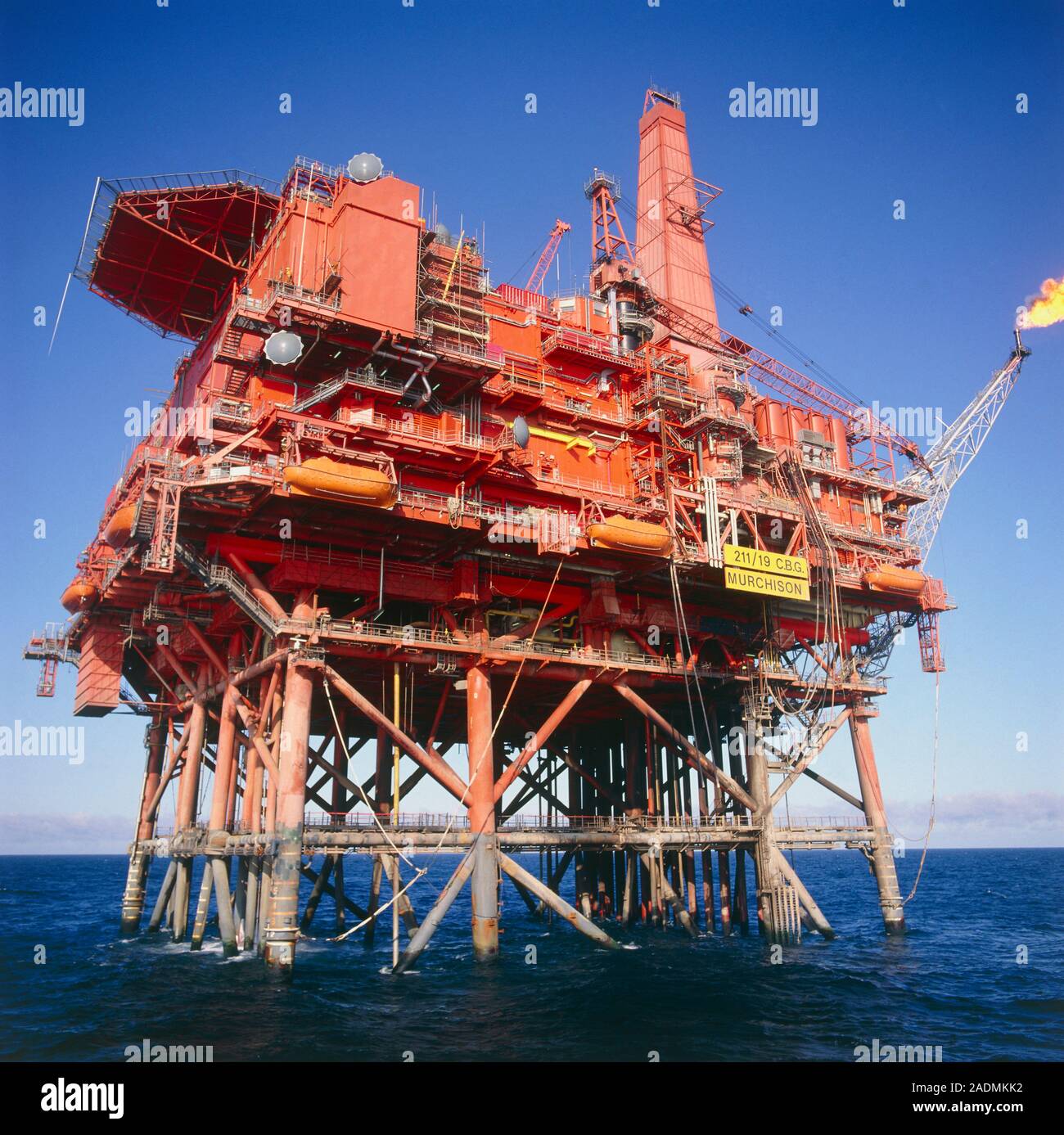 Murchison platform, production rig in the North Sea showing drilling ...