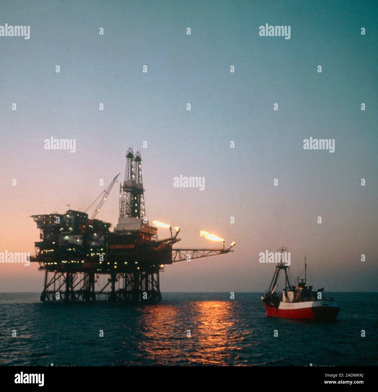 The Claymore oil production platform in the North Sea, photographed at ...