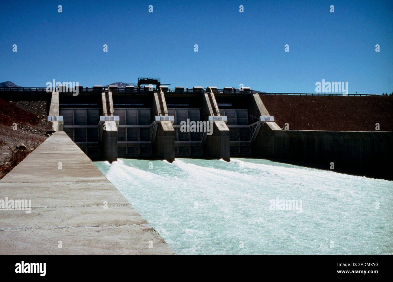 Pukaki Dam, New Zealand, which provides fast- running water for a ...