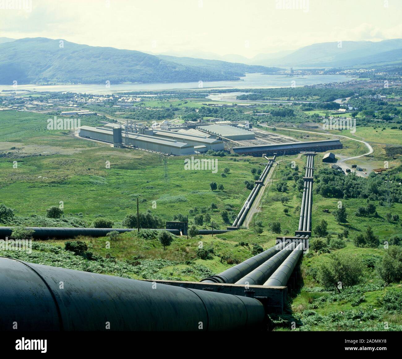 Pipes leading to a hydroelectric power station at the Alcan aluminium ...