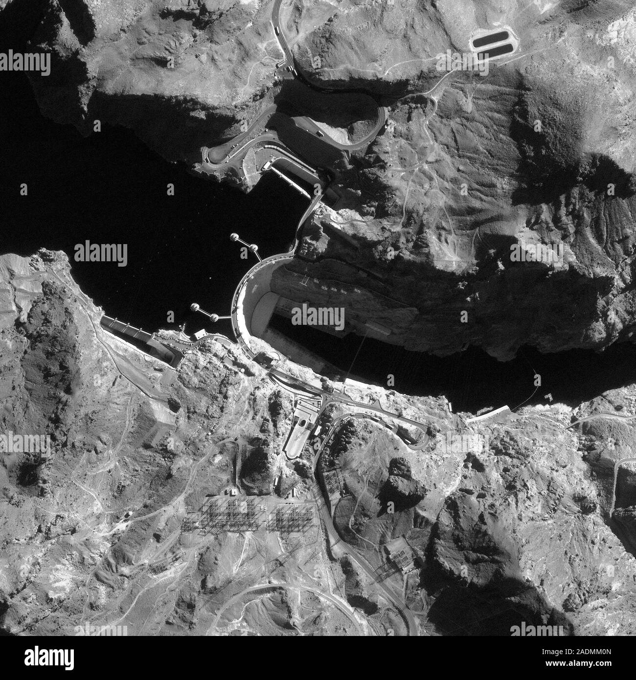 Hoover Dam. Satellite image of the Hoover Dam (at centre) on the ...