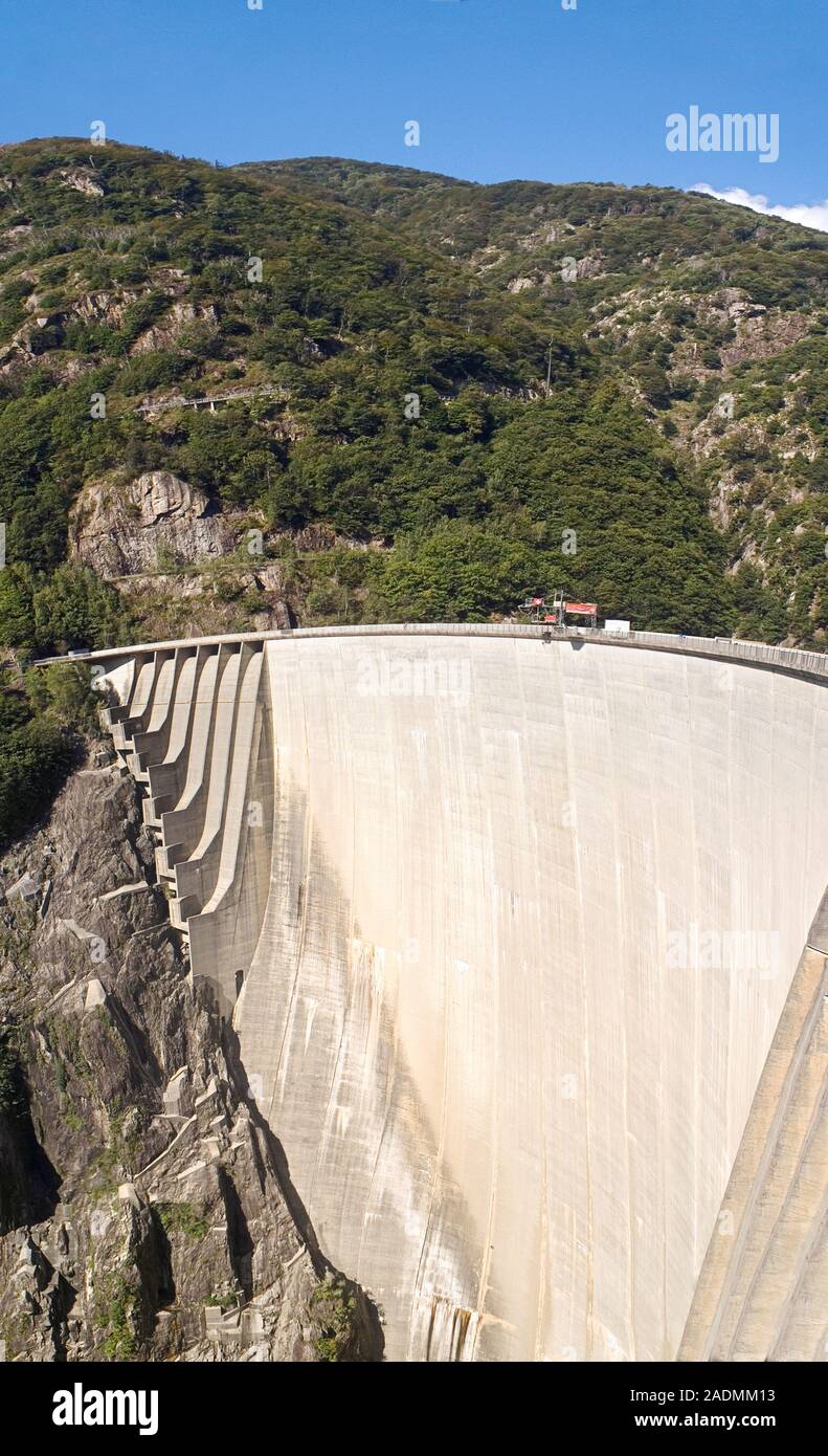 Verzasca Dam. Built in 1965, the Verzasca hydroelectric dam has a ...