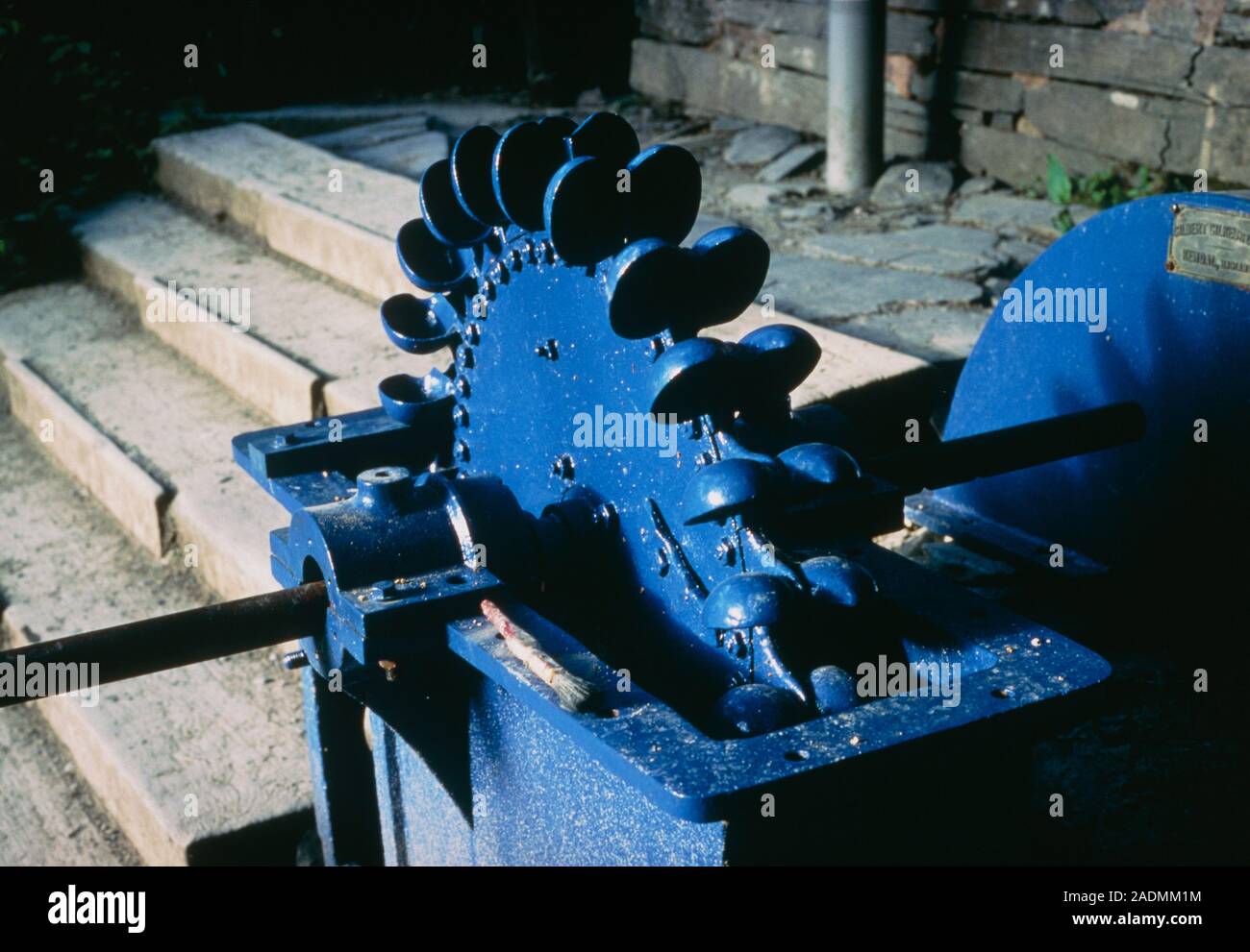 Pelton wheel, used to power a water-driven turbine; on display at the ...