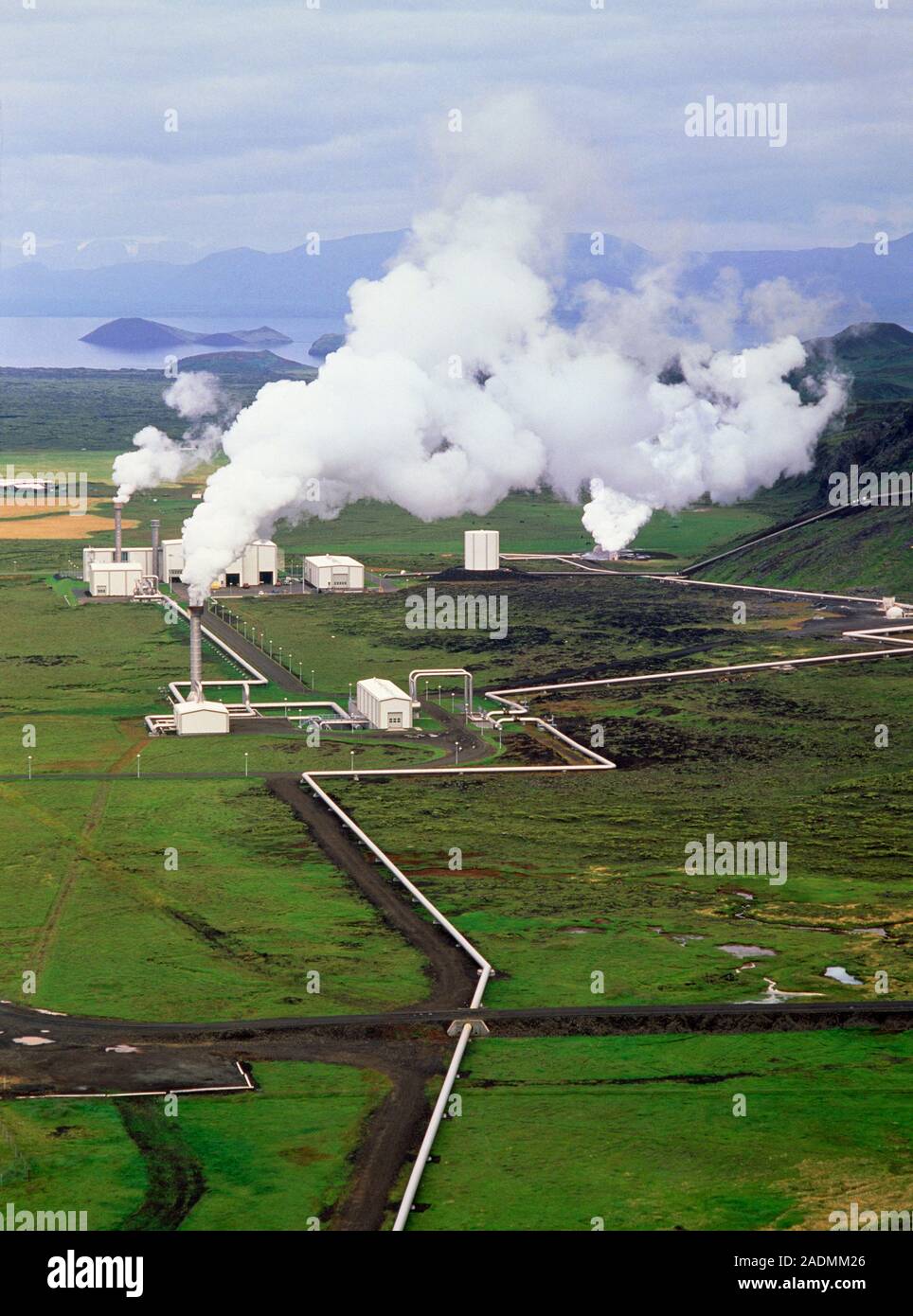 Nesjavellir geothermal power station in south-west Iceland. The four ...