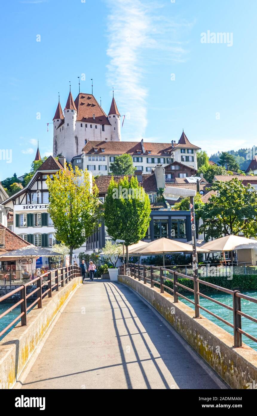 Thun, Switzerland - August 8, 2019: Amazing view of historical city ...