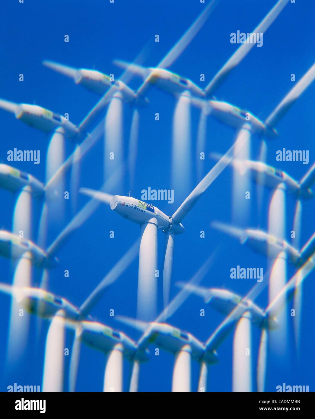 Wind turbine. Multi-image of a wind turbine. This turbine has three ...