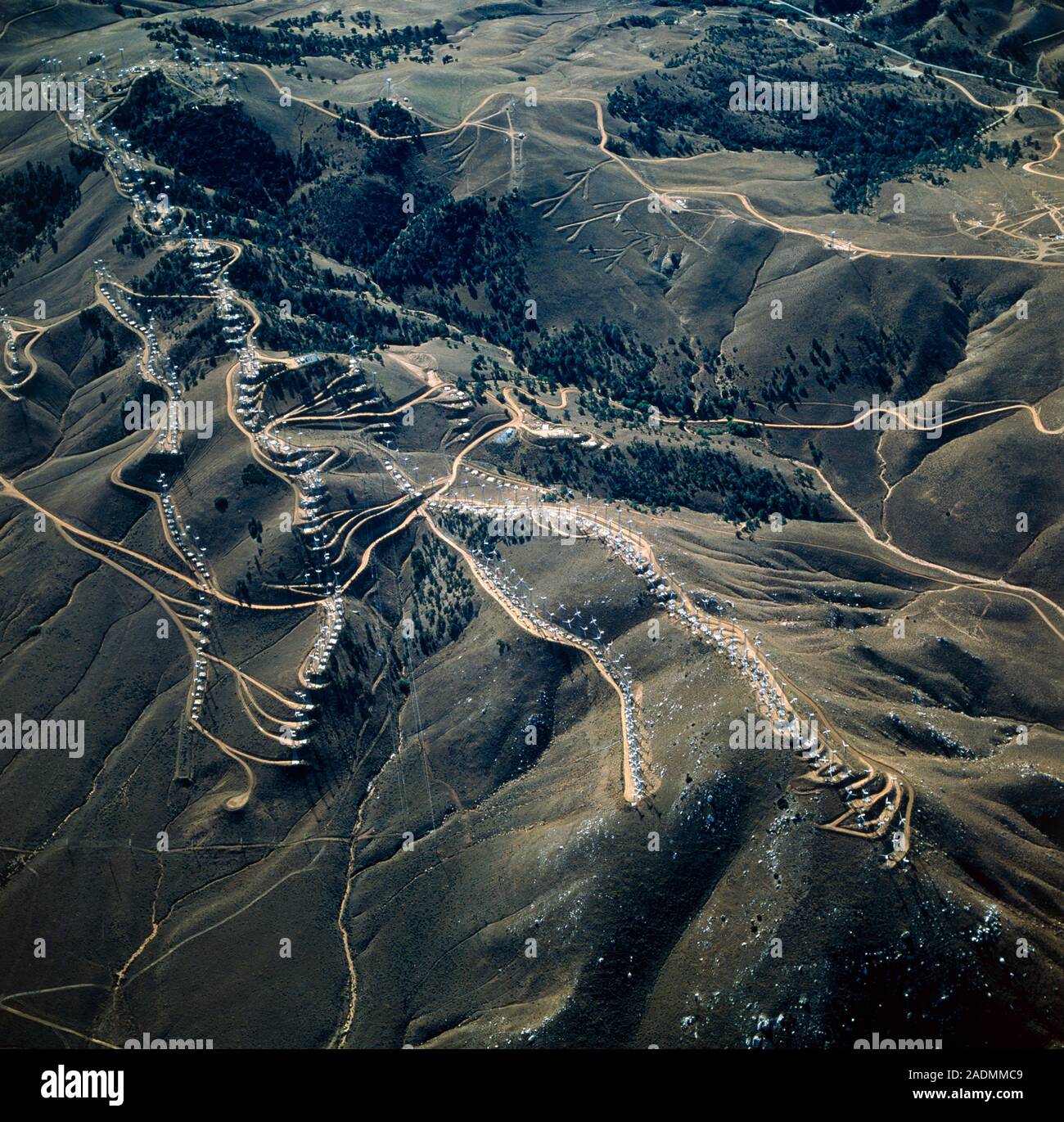 Wind farm. Aerial view of the Tehachapi wind farm, the largest wind ...