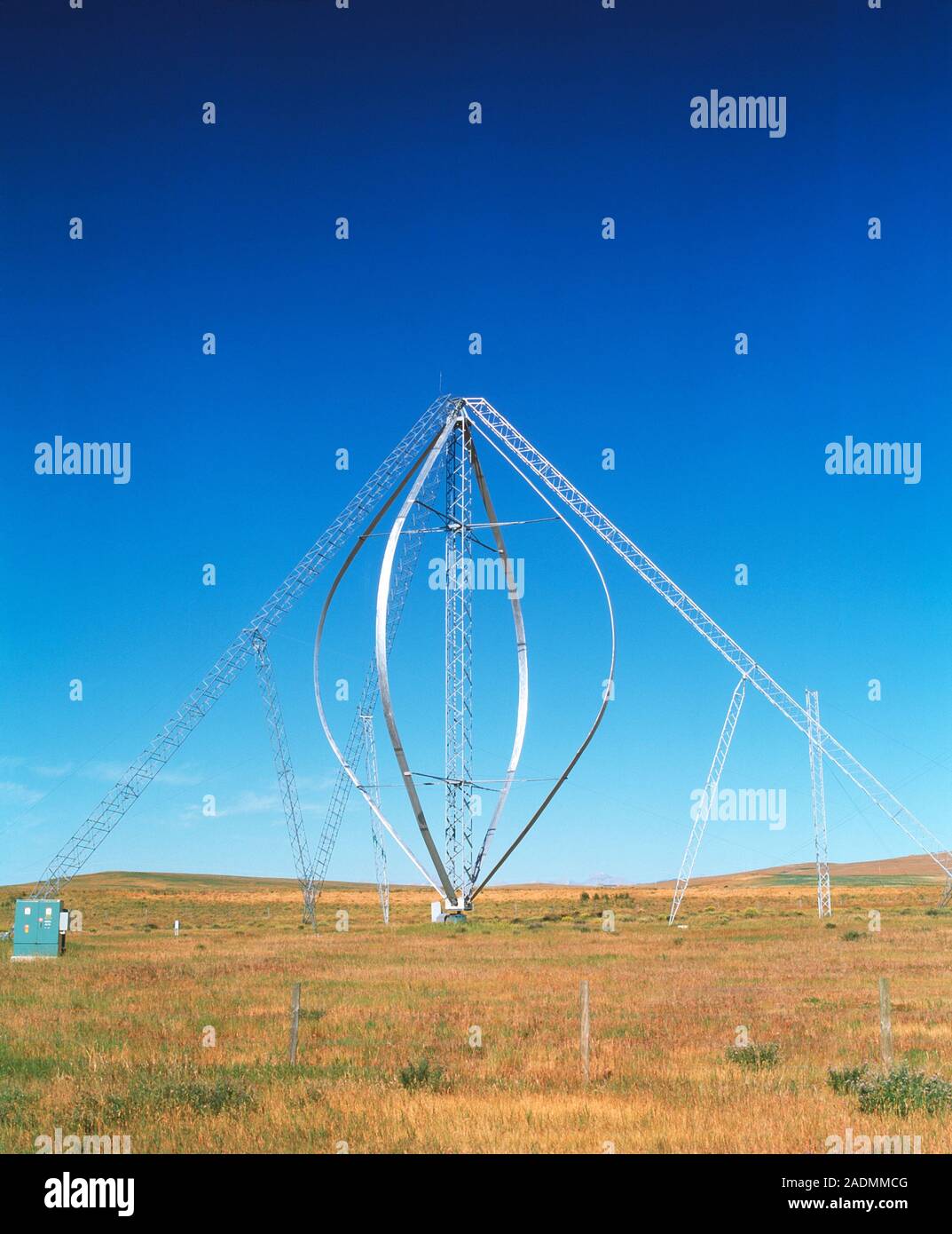 Wind turbine. Darrieus vertical axis wind turbine (VAWT). It has four ...