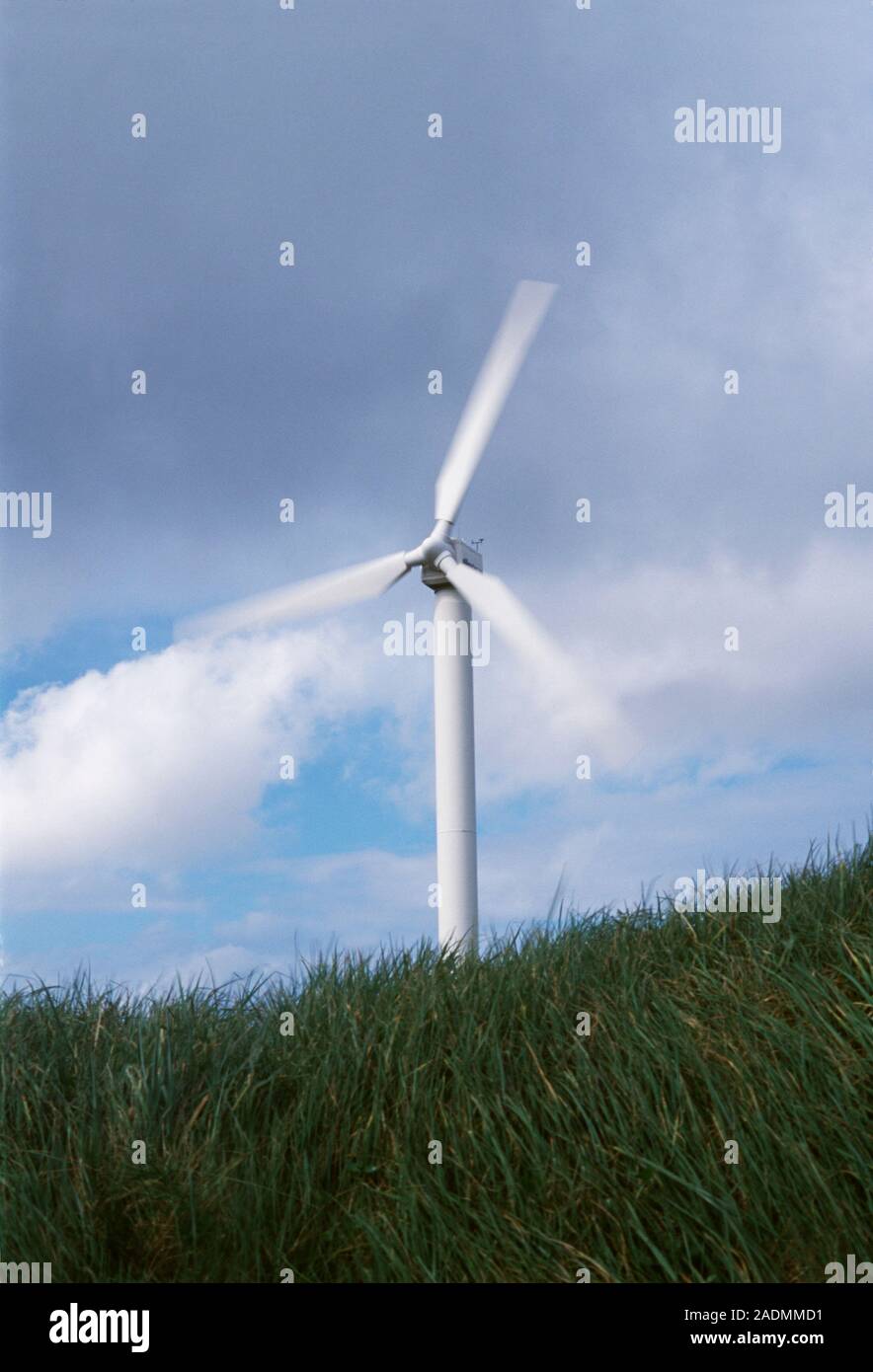 Wind turbine in motion. This rotates when the wind blows, and converts ...