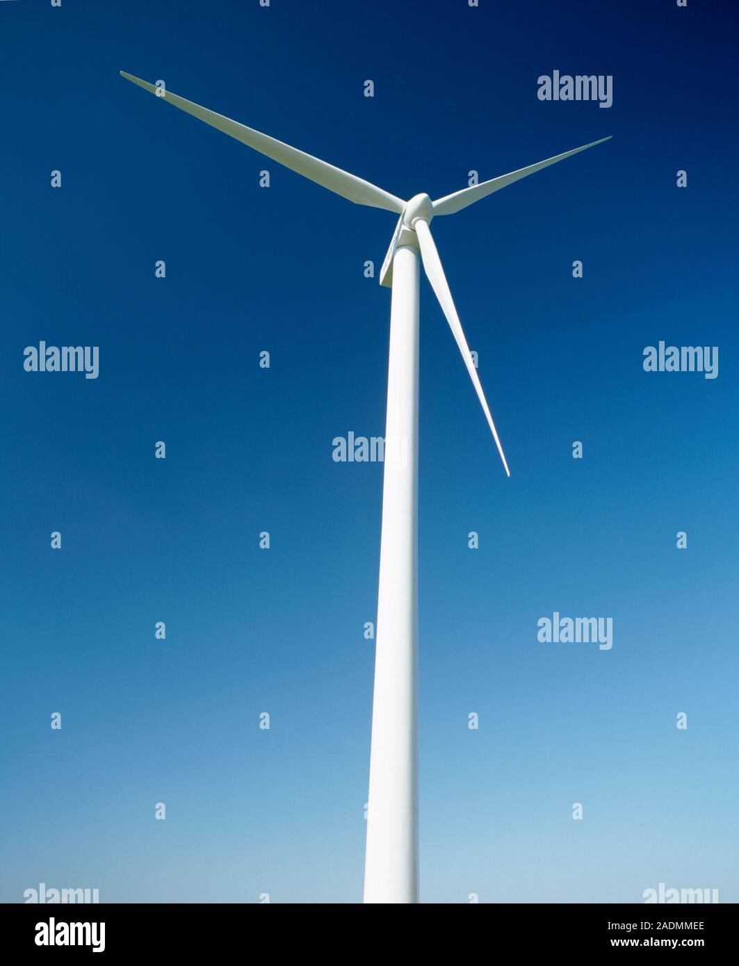 Wind turbine. Electricity-generating three-blade wind turbine. Wind ...
