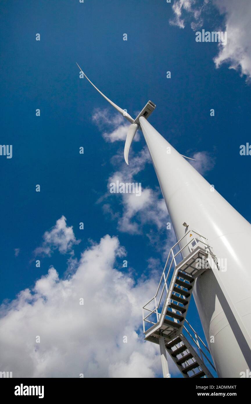 Wind turbine and access staircase. Wind power is a renewable and clean ...