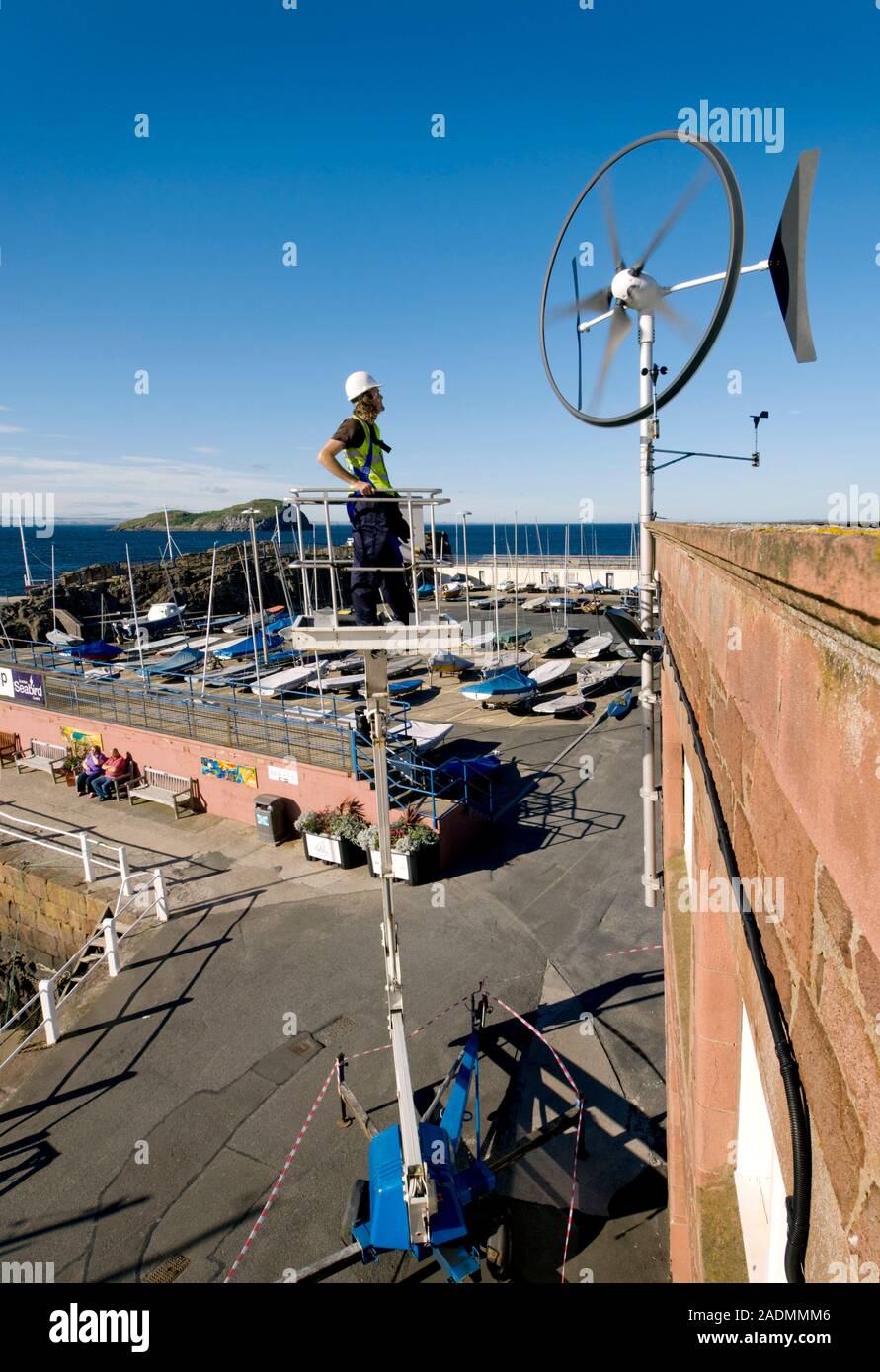 MODEL RELEASED. Rooftop wind energy system being installed on the roof ...
