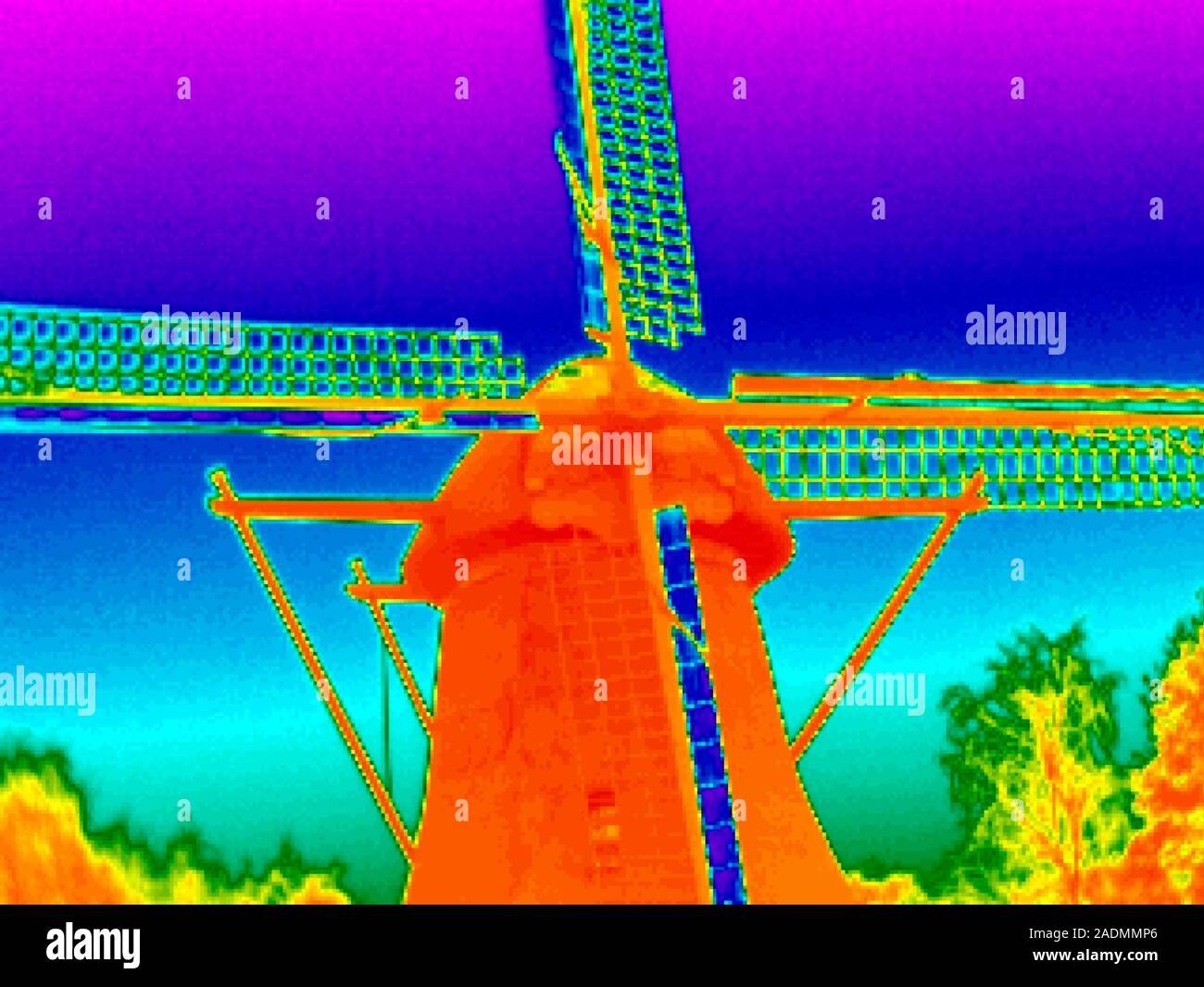 Windmill, thermogram. A thermogram shows the variation in temperature ...