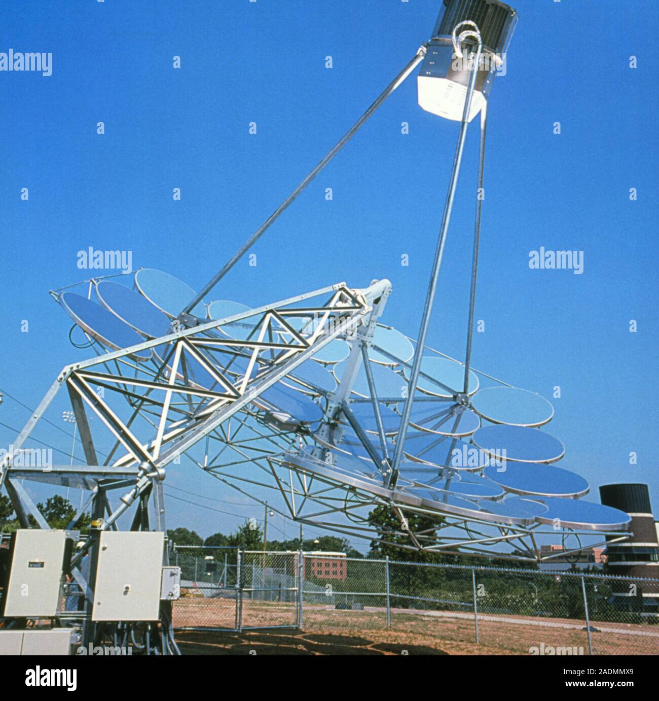 Solar power. Dish-shaped reflector that generates electricity from ...