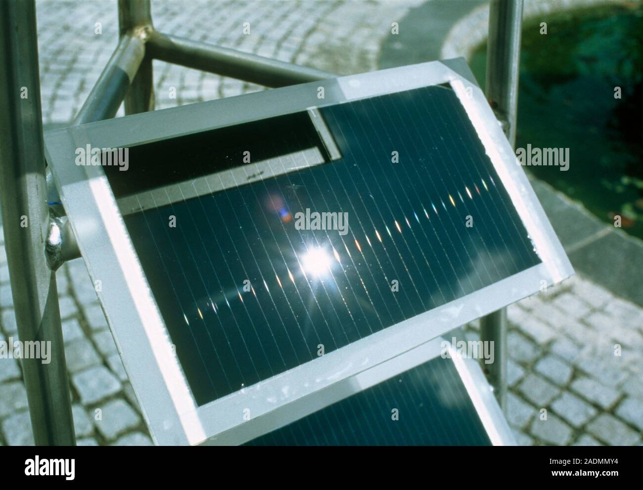 Amorphous solar cell. View of an amorphous solar cell. This cell was ...