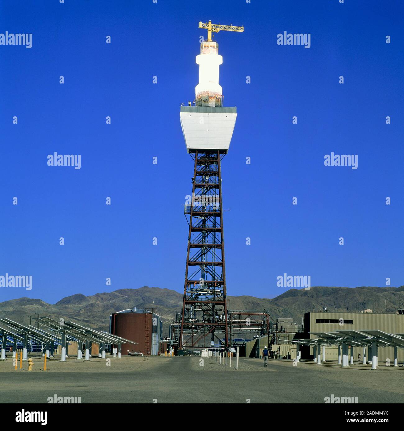 Solar power tower. Electricity-generating solar power tower. 2000 ...
