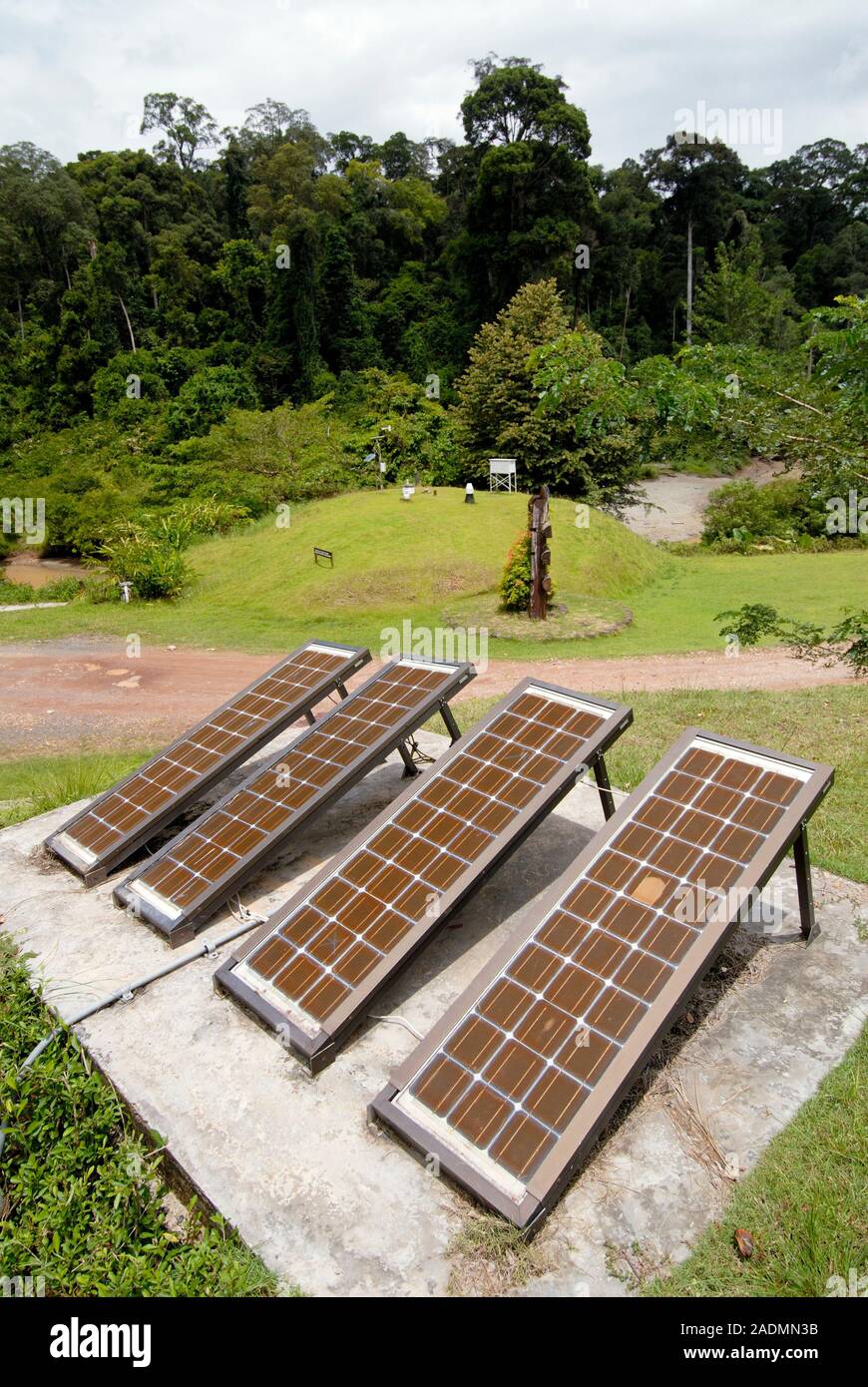 Solar panels. Photovoltaic modules at the Danum Valley research station ...