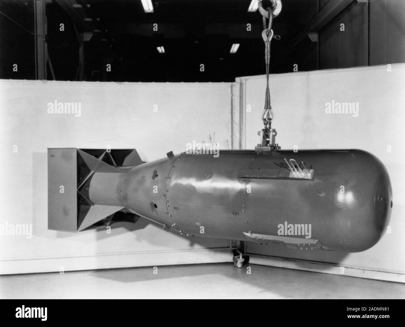 Little Boy", an atomic fission bomb of the type dropped over Hiroshima ...