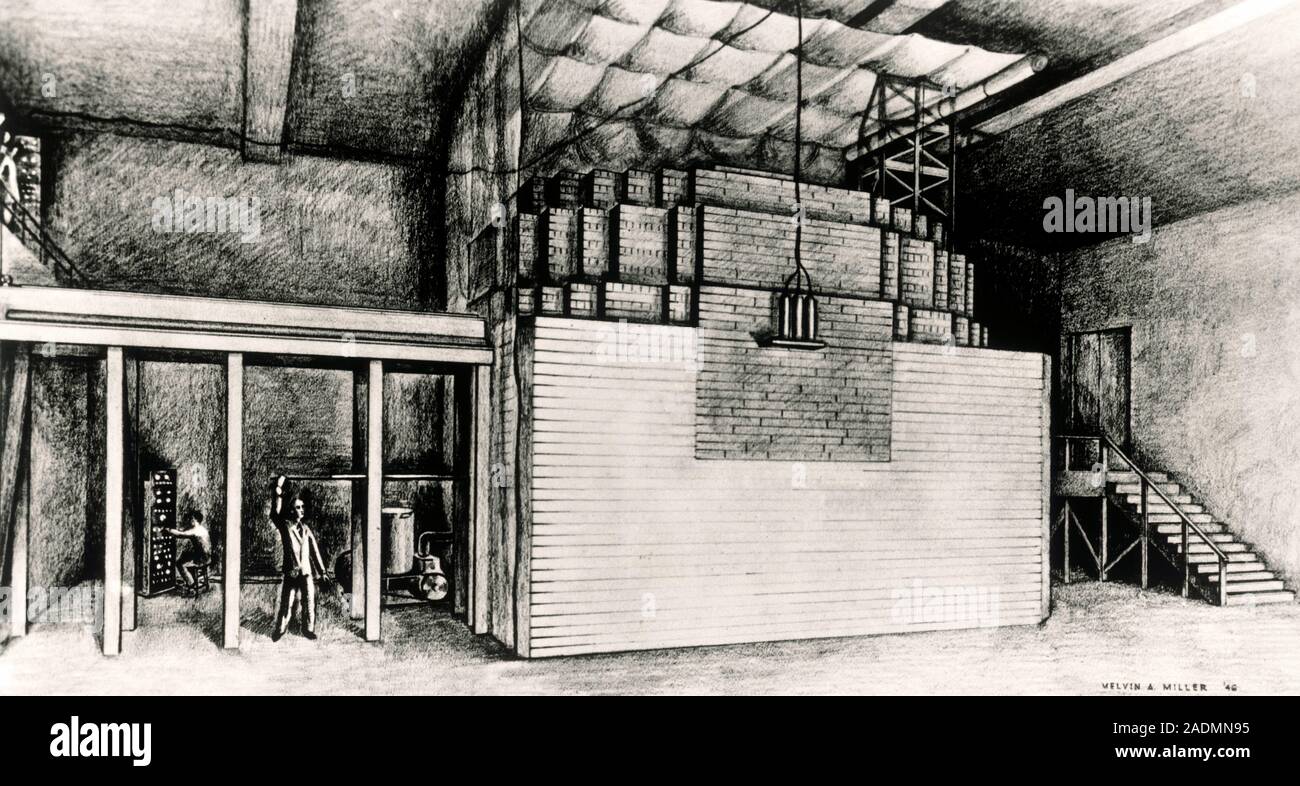 Contemporary sketch of the atomic pile in Chicago in which the first ...