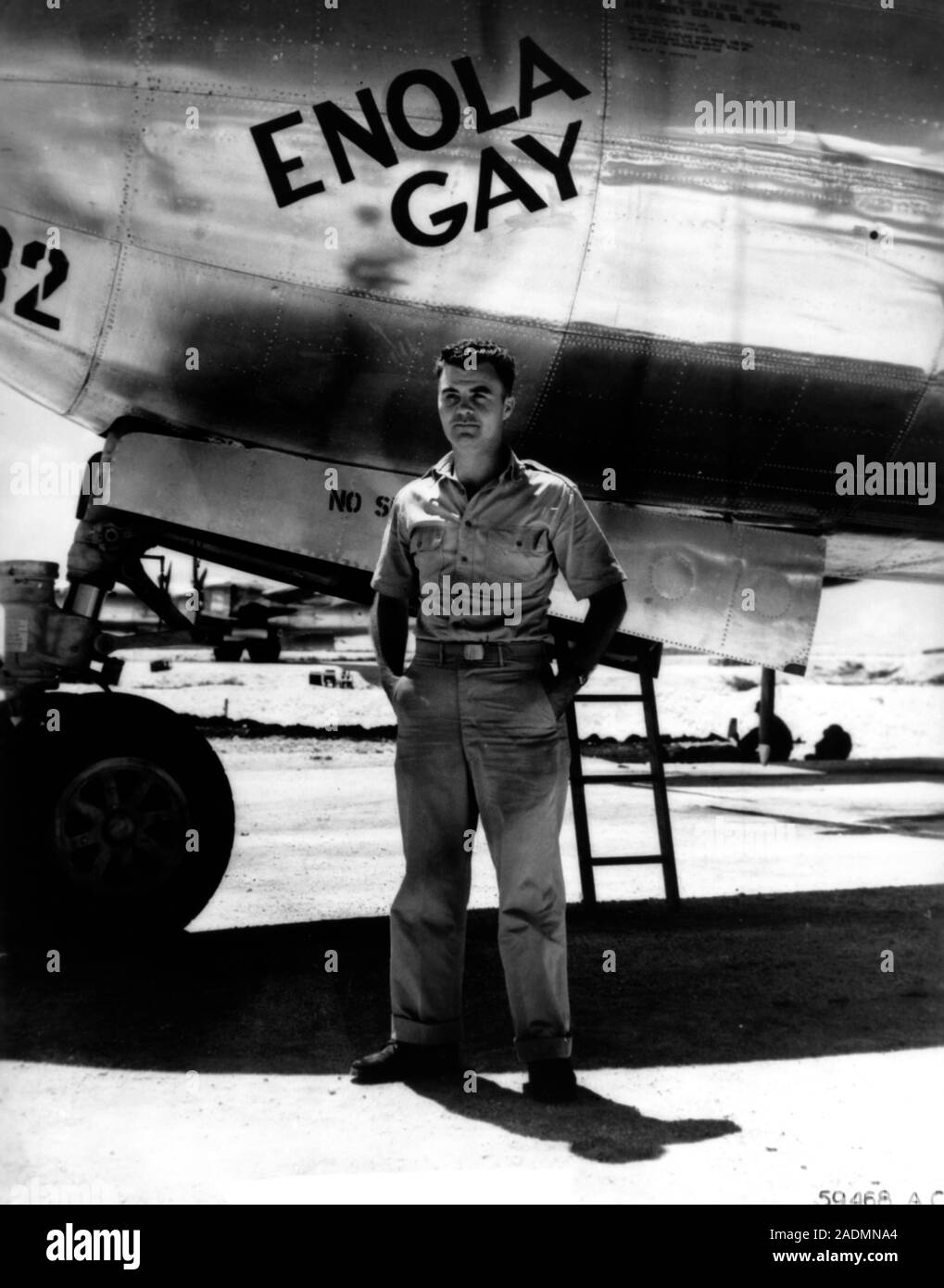 Pilot who dropped the first atomic bomb. Colonel Paul Tibbets standing ...