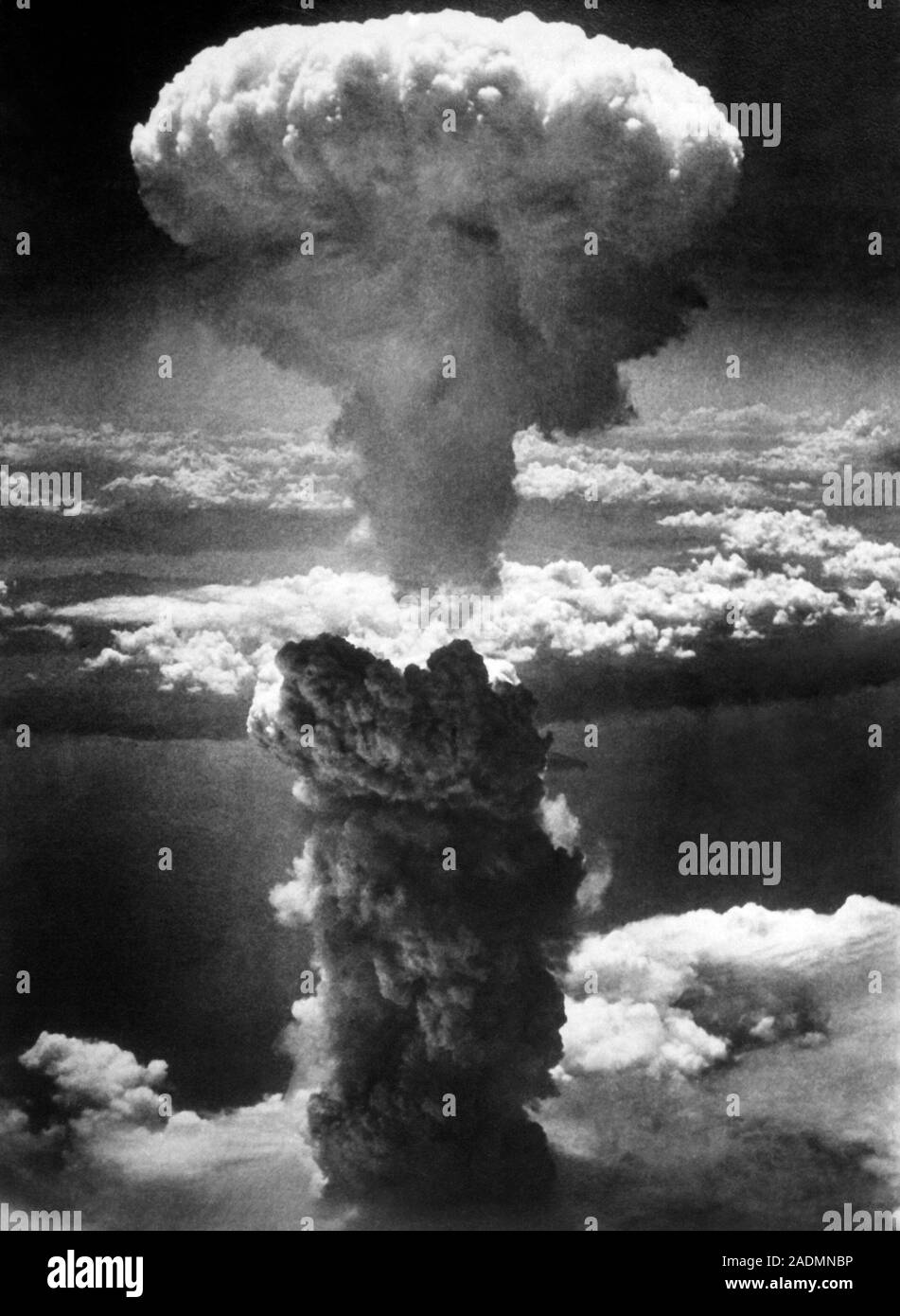Atomic burst over Nagasaki. On 9th August 1945, during World War II, a ...