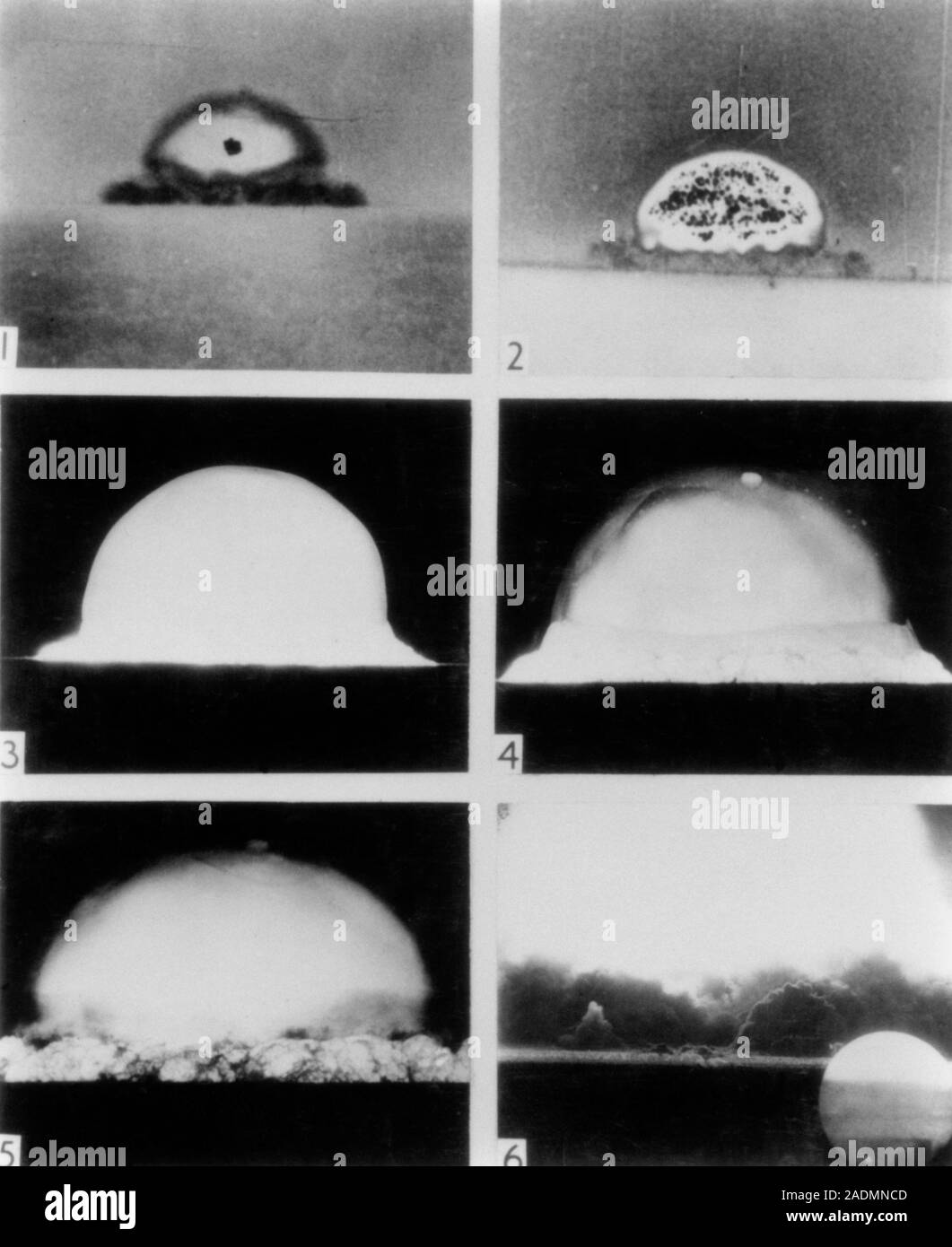 Sequence of 6 images recording detonation of World's first atomic bomb ...