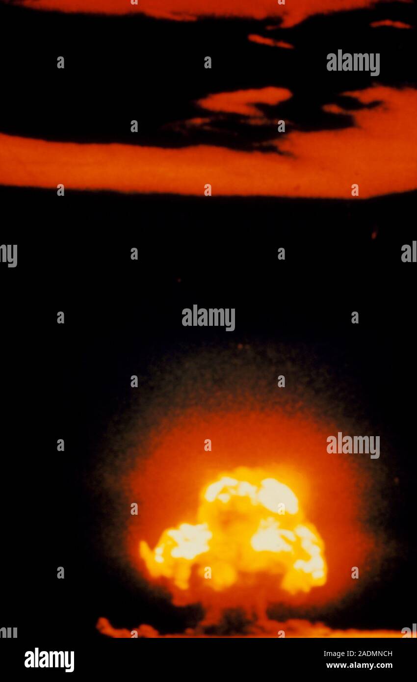 Fireball and mushroom cloud" formation following the detonation of the ...