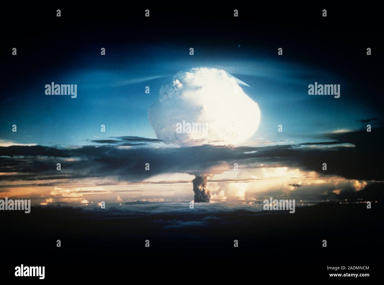 Mushroom cloud" resulting from the test detonation of a hydrogen bomb ...