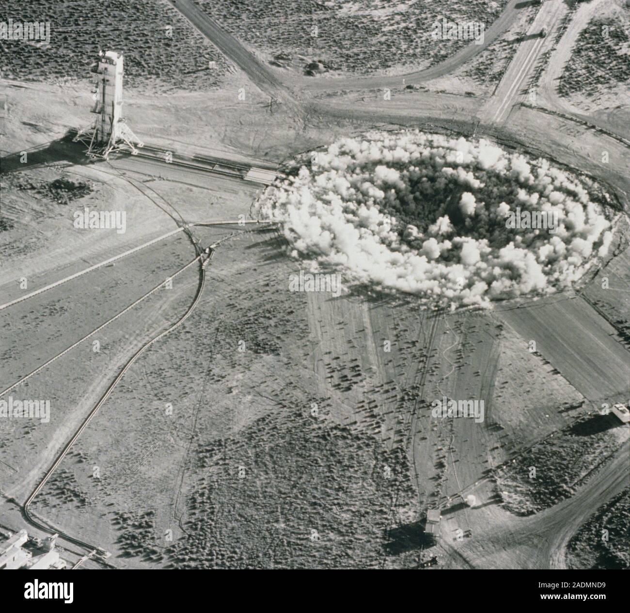 Underground nuclear bomb test at the Nevada Test Site, Nevada, USA, in ...