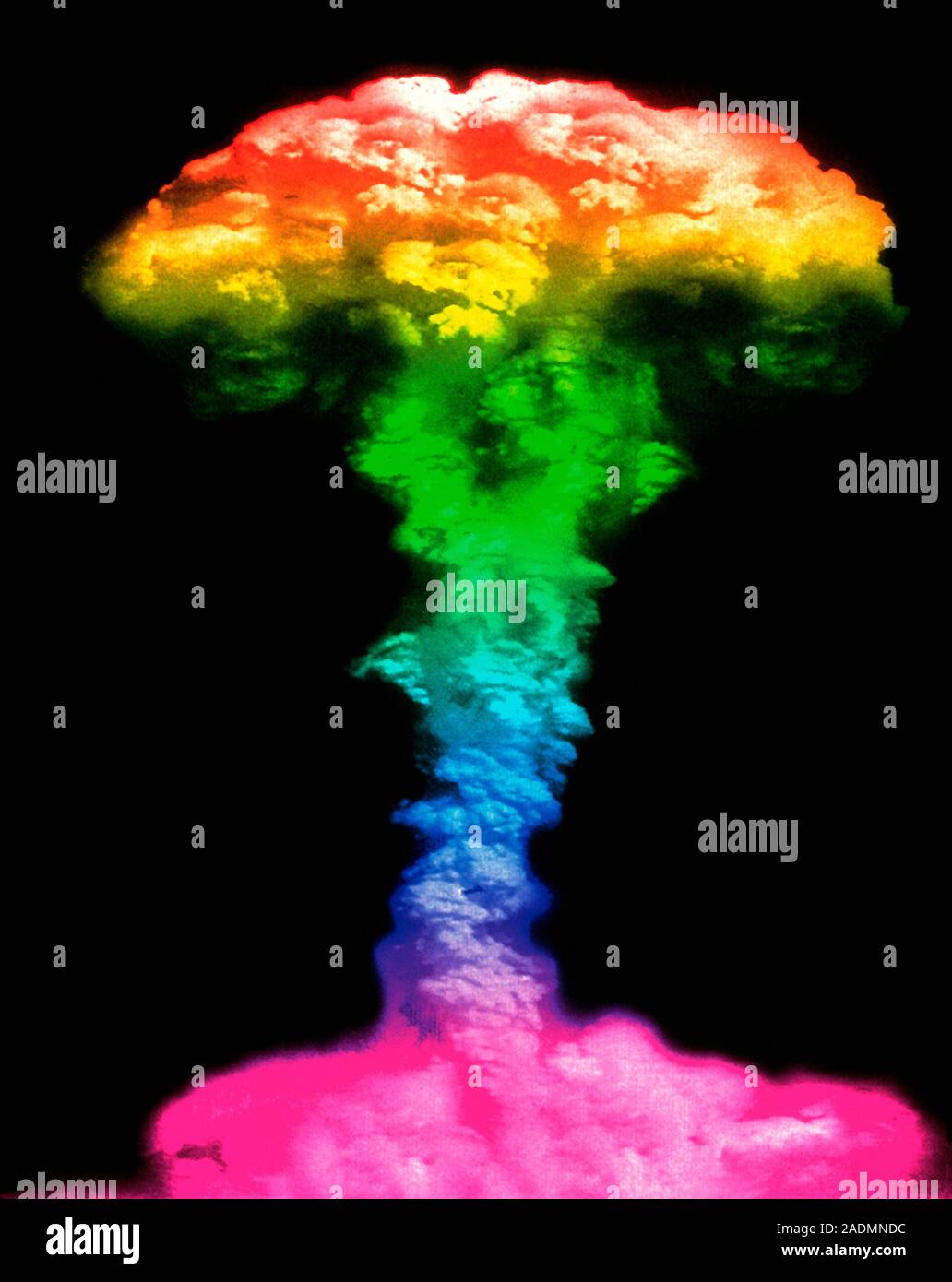 Nuclear explosion. Computer-coloured image depicting a 'mushroom cloud ...