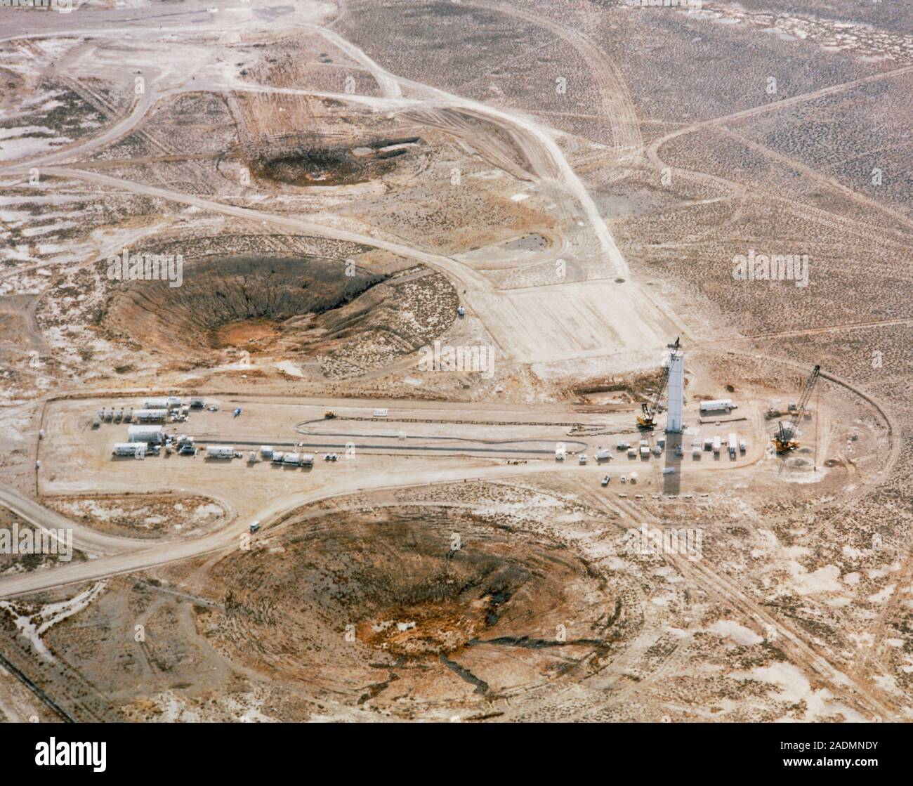 Nuclear test preparation. Aerial view of prepara- tions for an ...