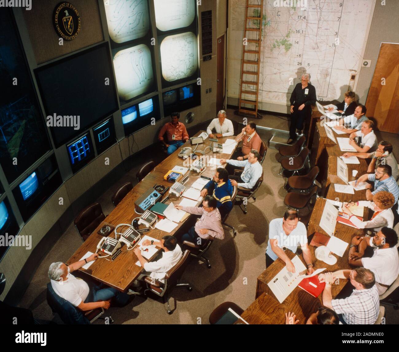 Nuclear test control room. Control room of the atomic bomb test site in ...