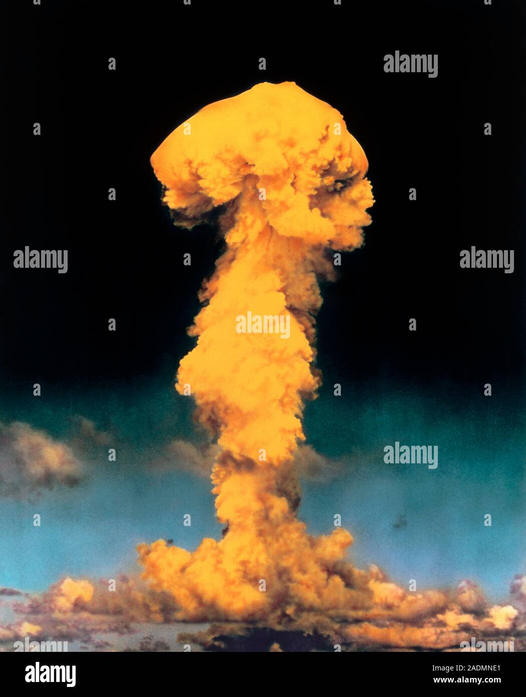 Atomic bomb. A mushroom cloud of dust, water and radioactive particles ...