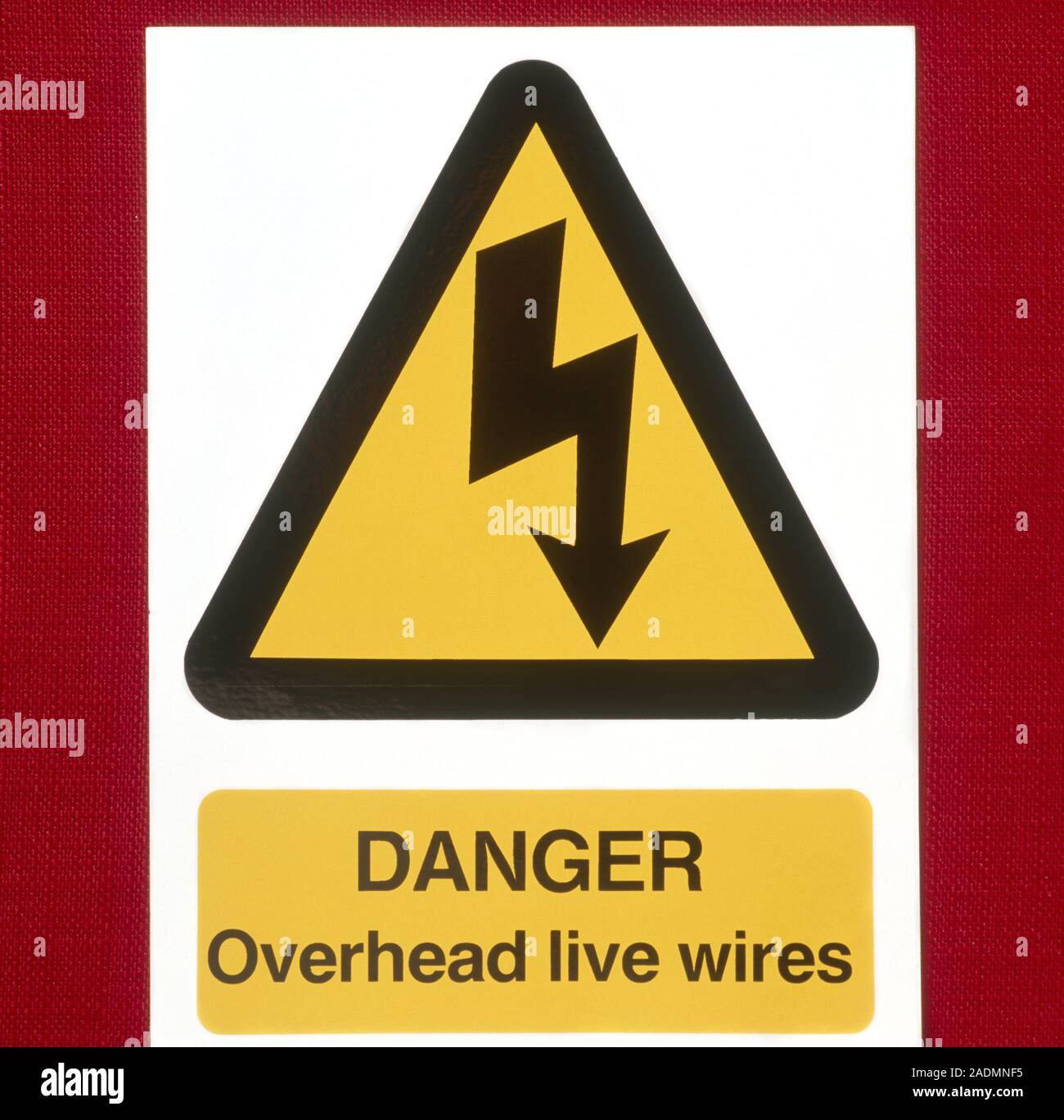 Electricity warning sign. Sign warning of the danger of overhead ...