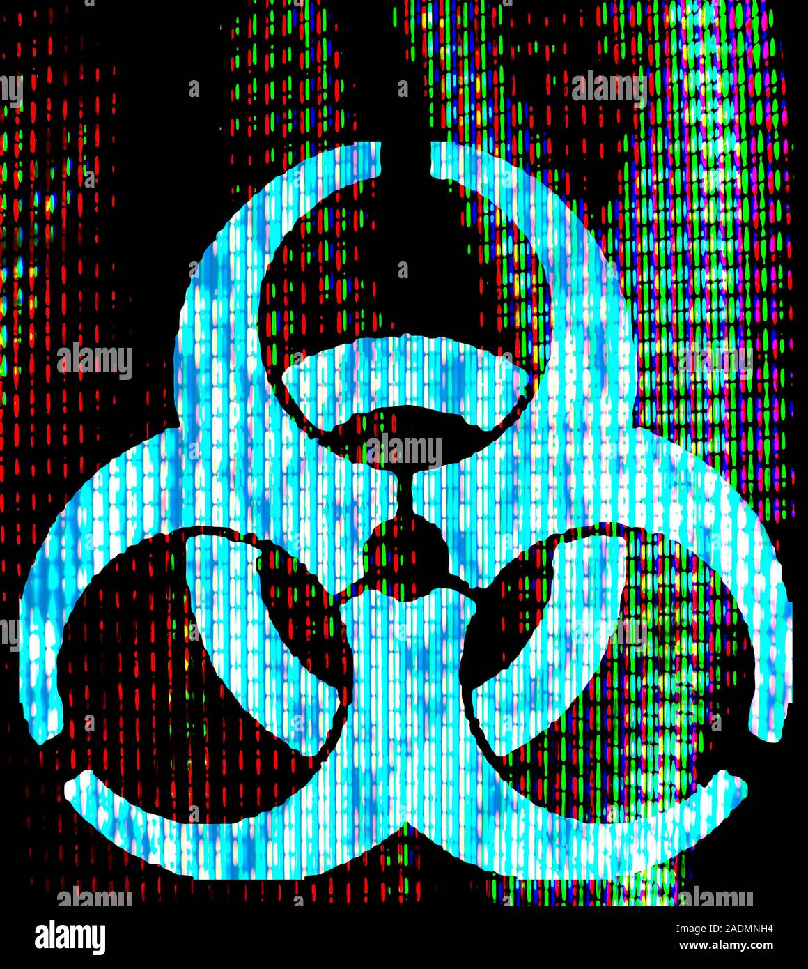 Biohazard sign, computer artwork. This symbol warns of biological ...