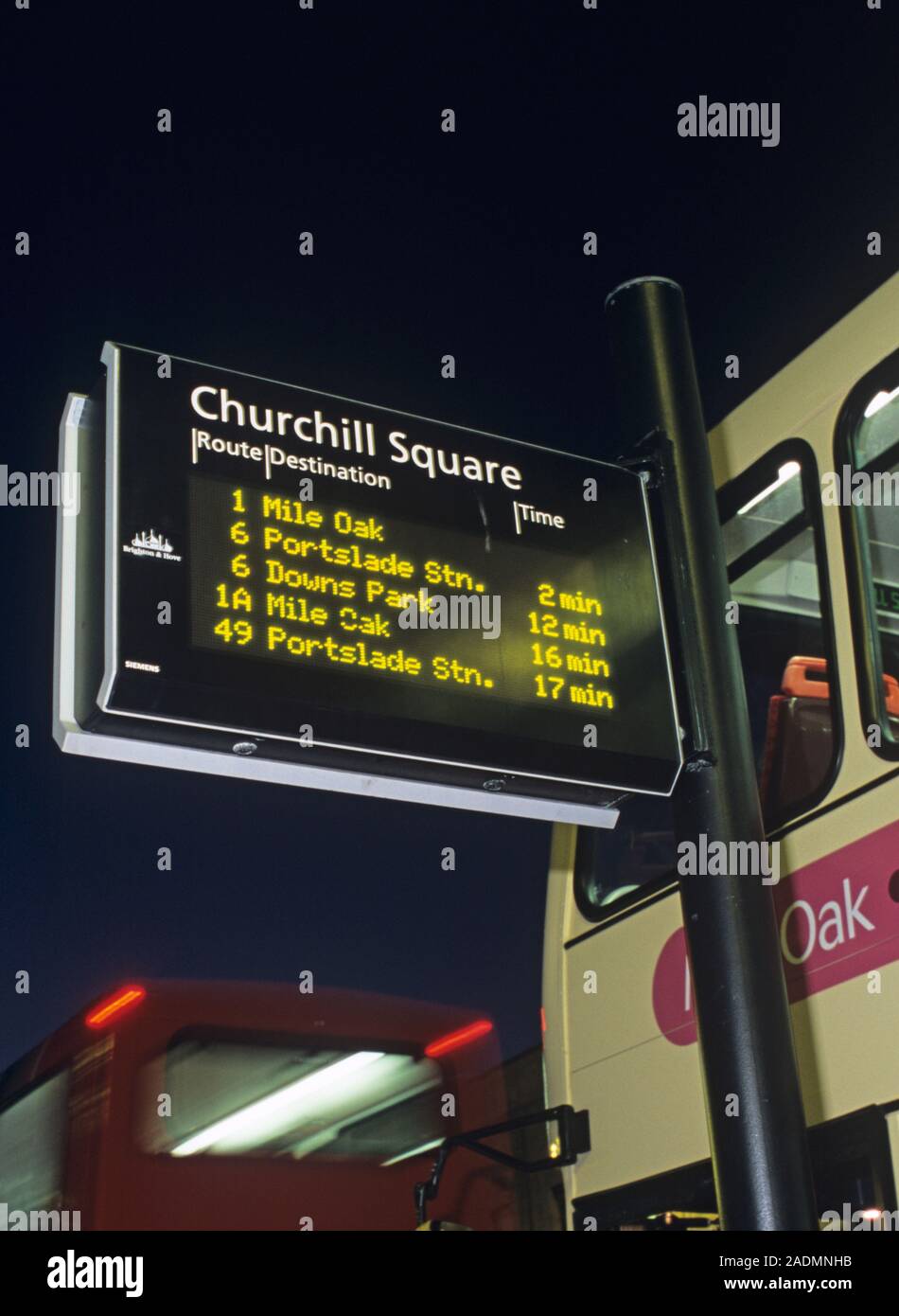 GPS bus information display. Screen showing real- time bus service ...