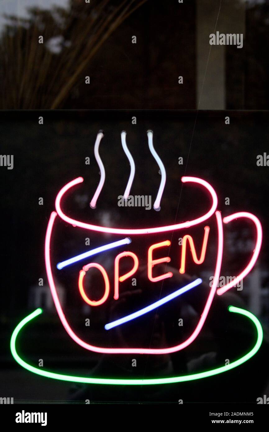 Coffee shop neon sign. Photographed in Amsterdam, the Netherlands Stock ...