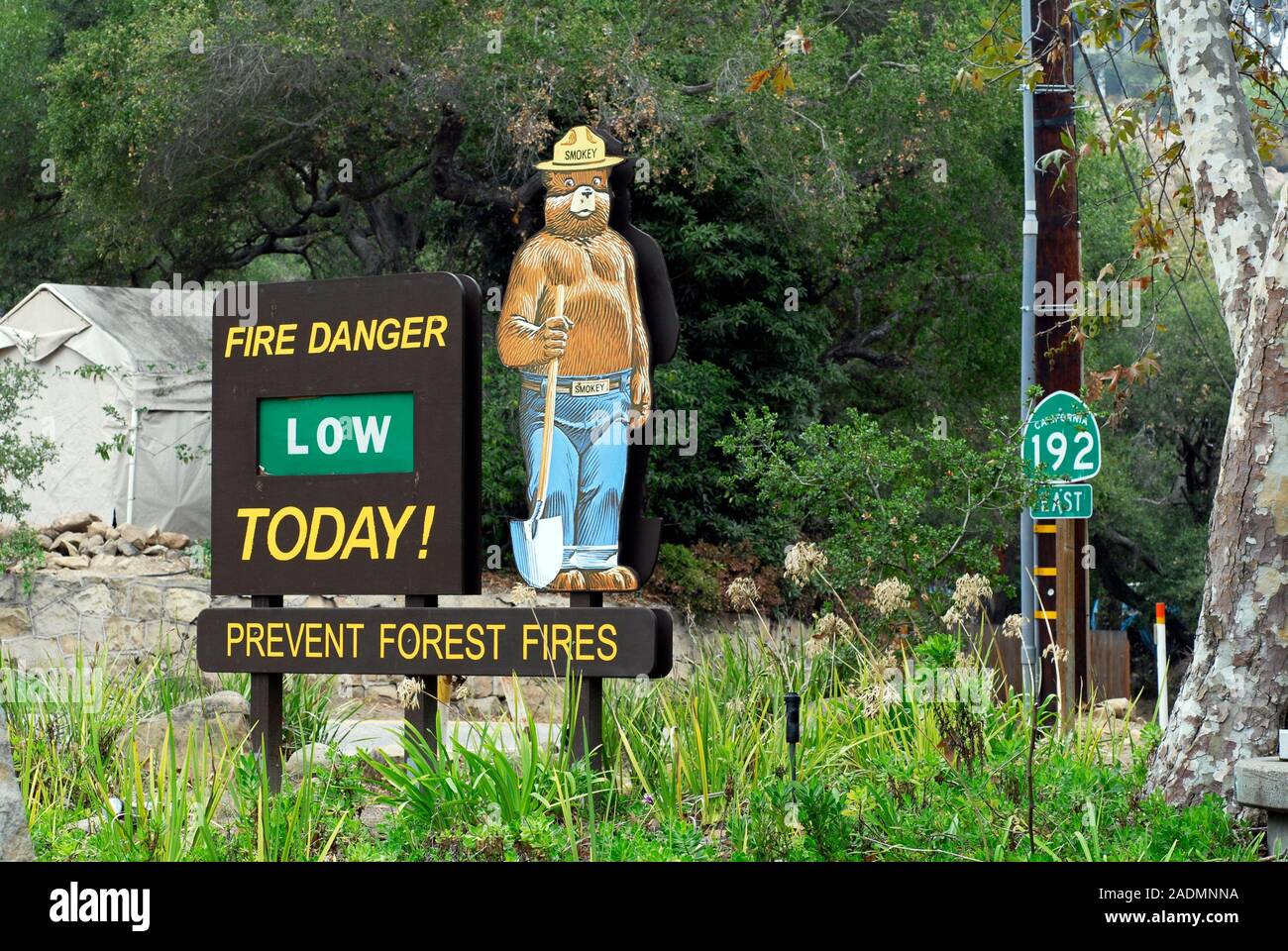 Fire hazard sign. Sign outside a fire station indicating the risk of a ...