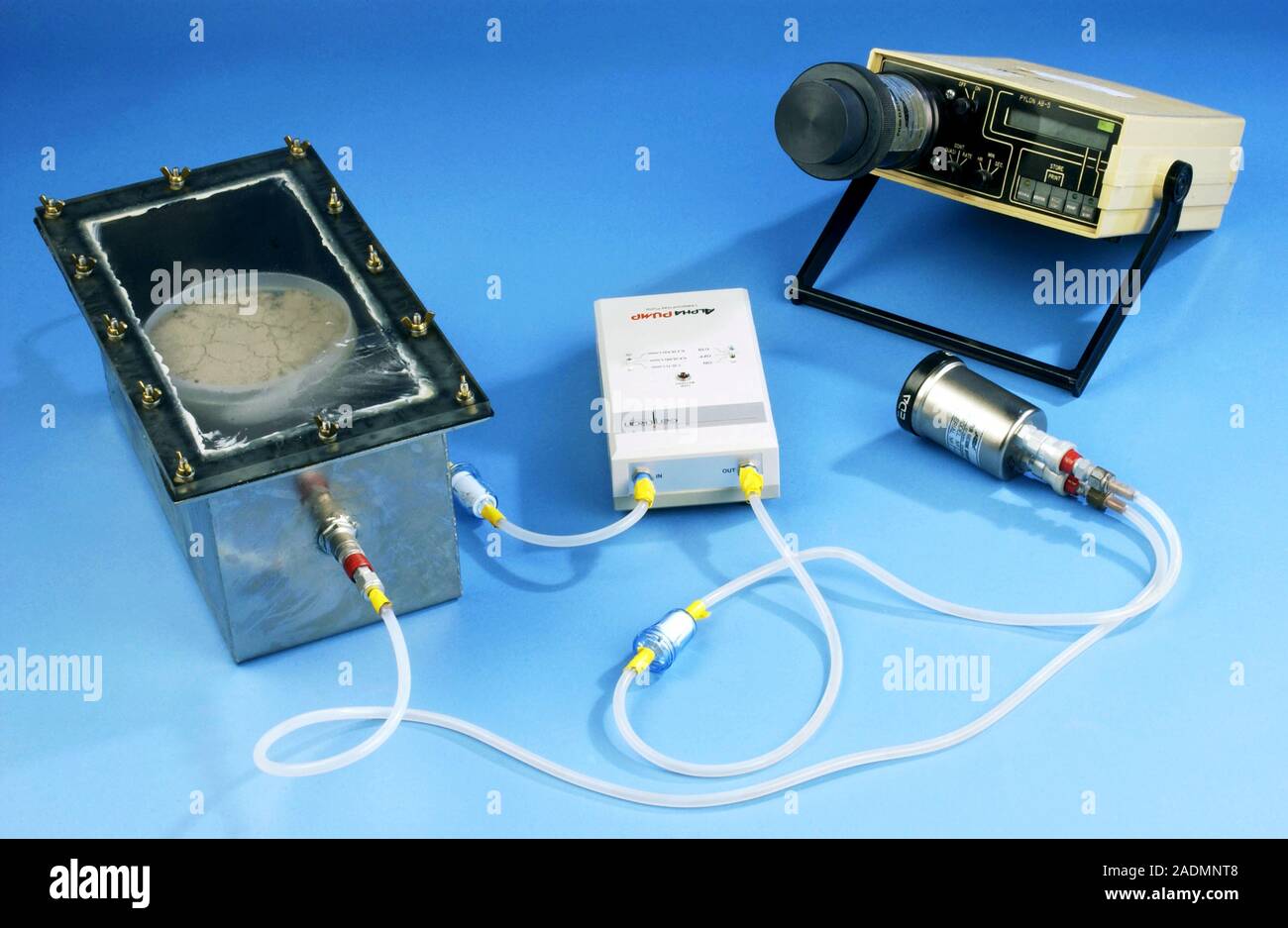 Radon detector. Equipment used to detect the presence of the ...