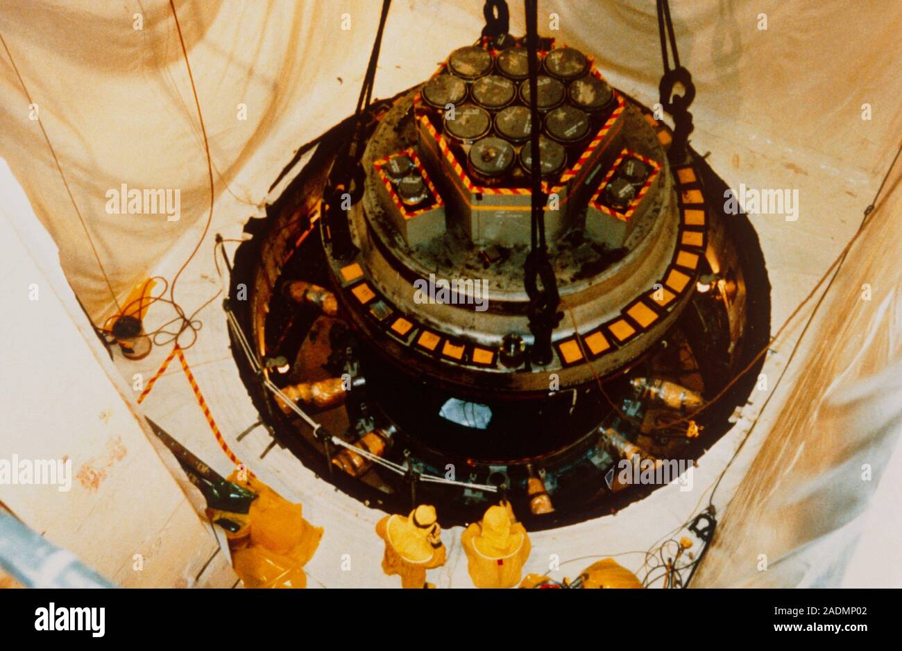 The head of the reactor vessel being lifted from the Shippingport ...