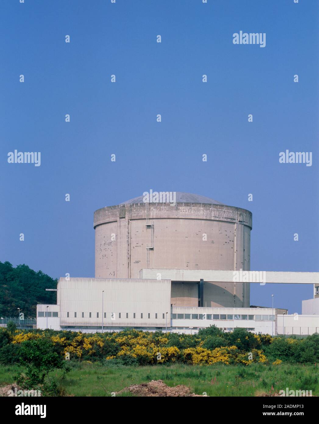 Decommissioned nuclear power station. External view of a decommissioned ...