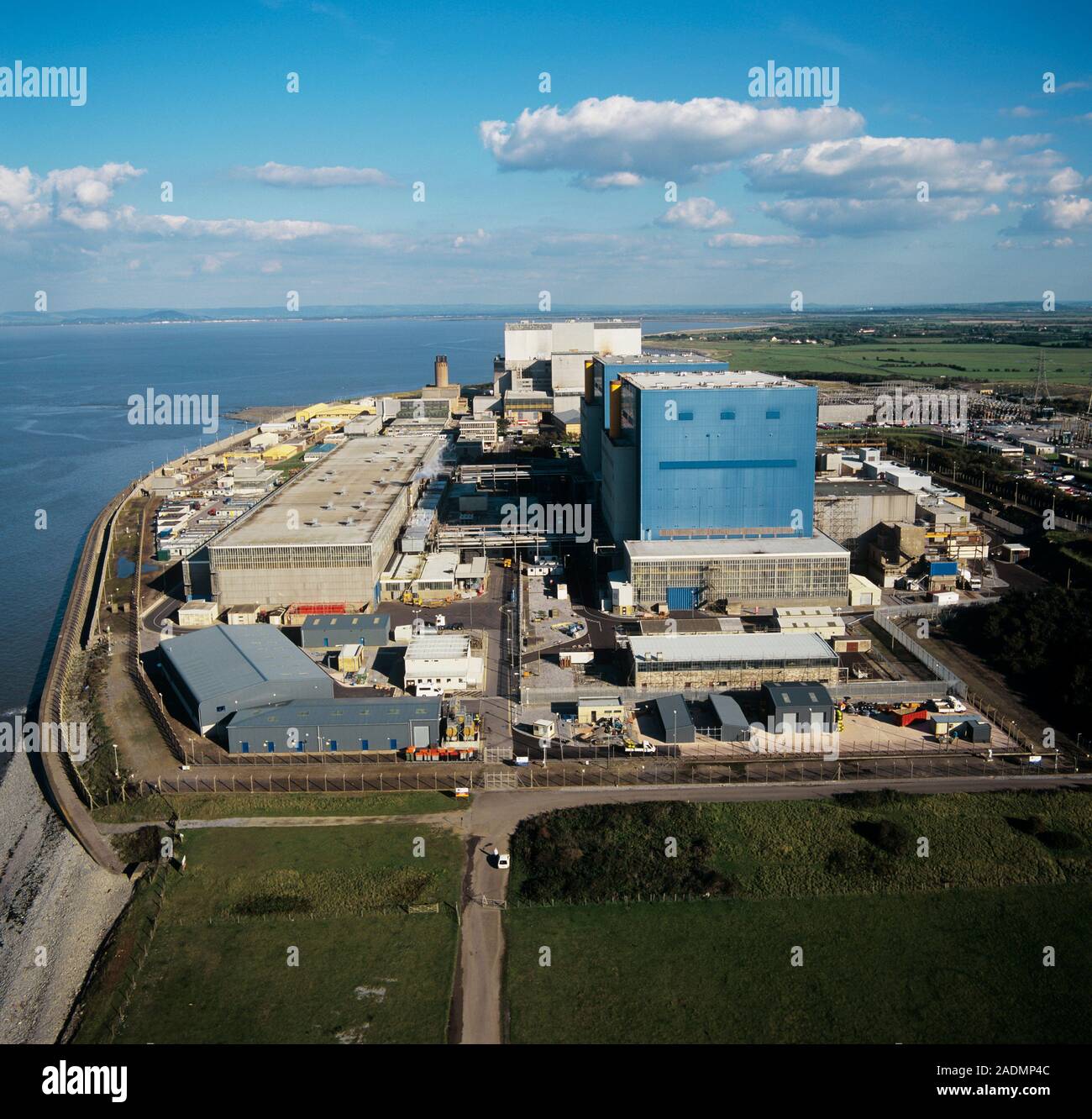 Hinkley Point nuclear power station on the Bristol Channel, aerial ...