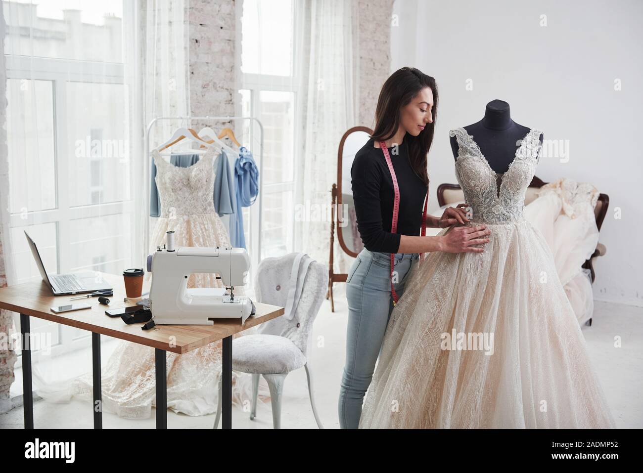 Perfect for nice waist. Female fashion designer works on the new ...