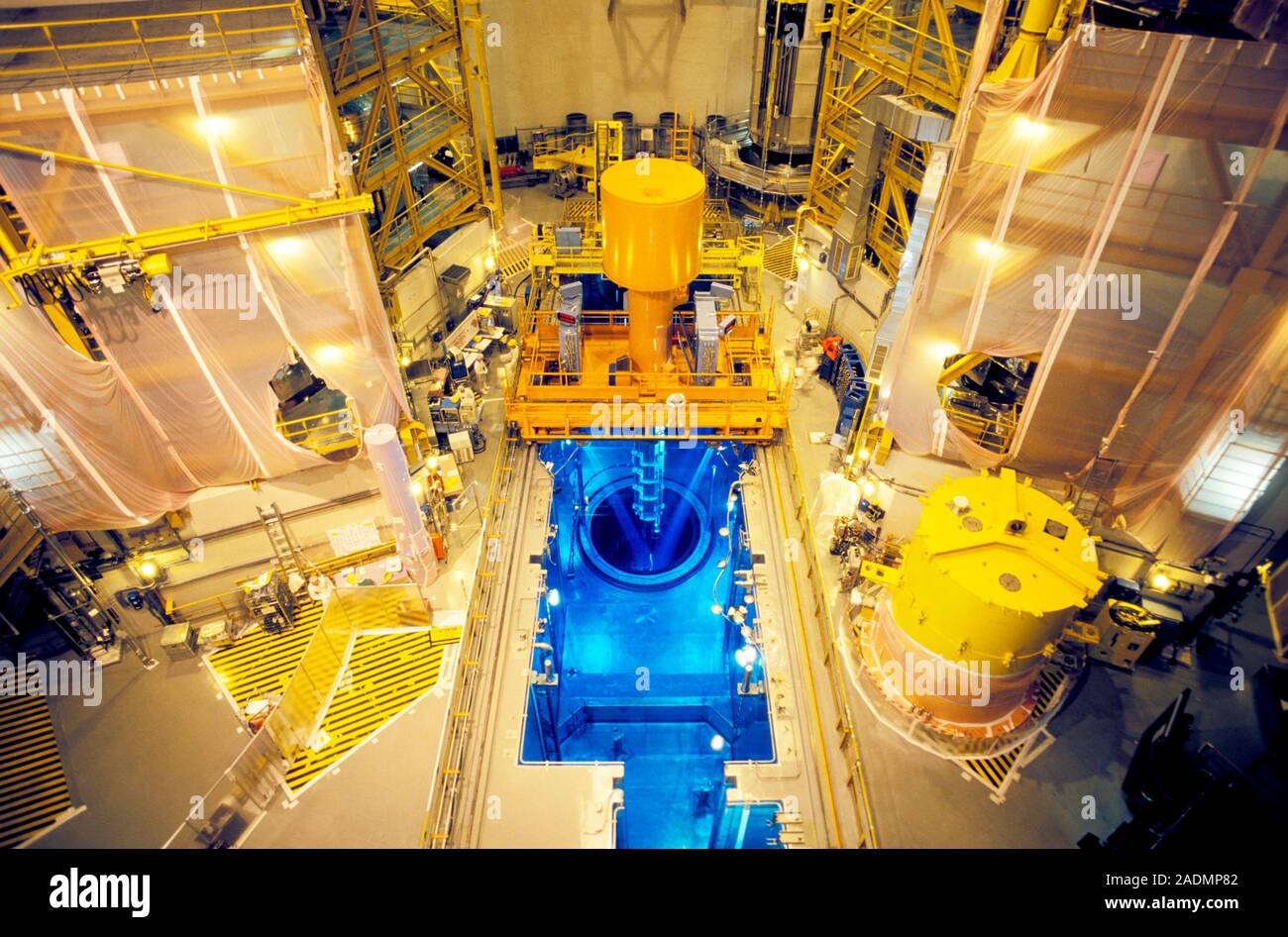 Nuclear reactor. Fuel rods being loaded into a nuclear power station's ...