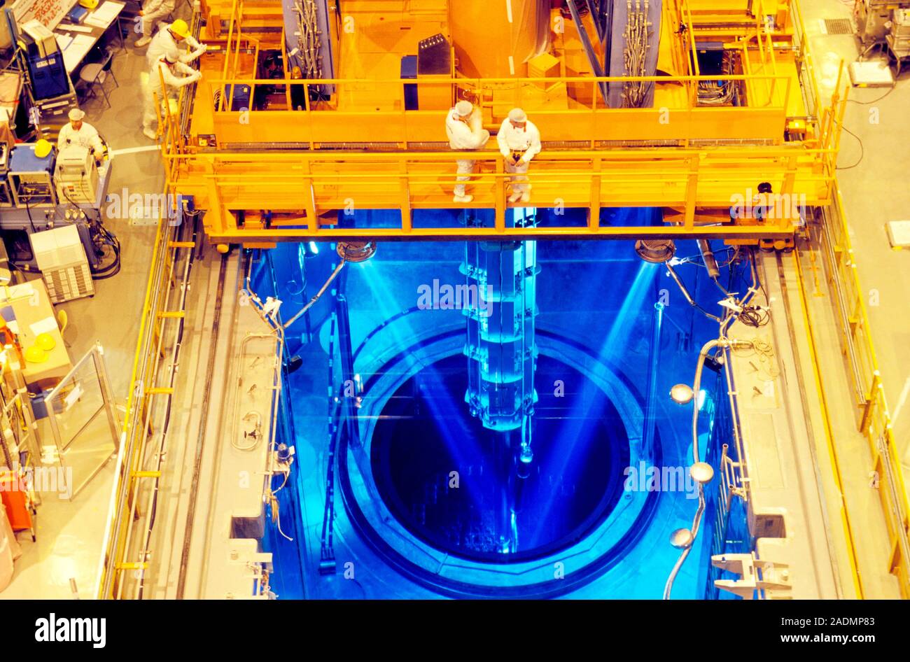 Nuclear reactor. Fuel rods being loaded into a nuclear power station's ...