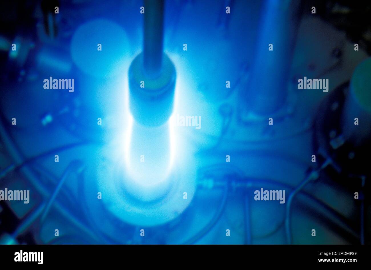 Nuclear reactor radiation. This radiation (blue glow) is produced in ...