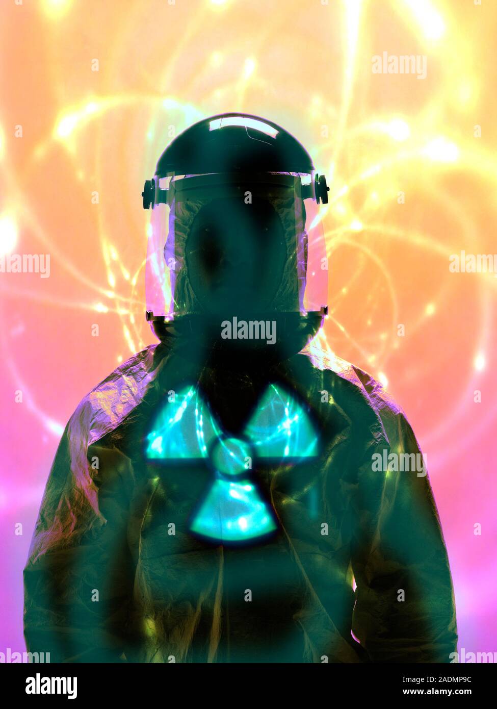 MODEL RELEASED. Protective radiation suit. Conceptual artwork showing ...
