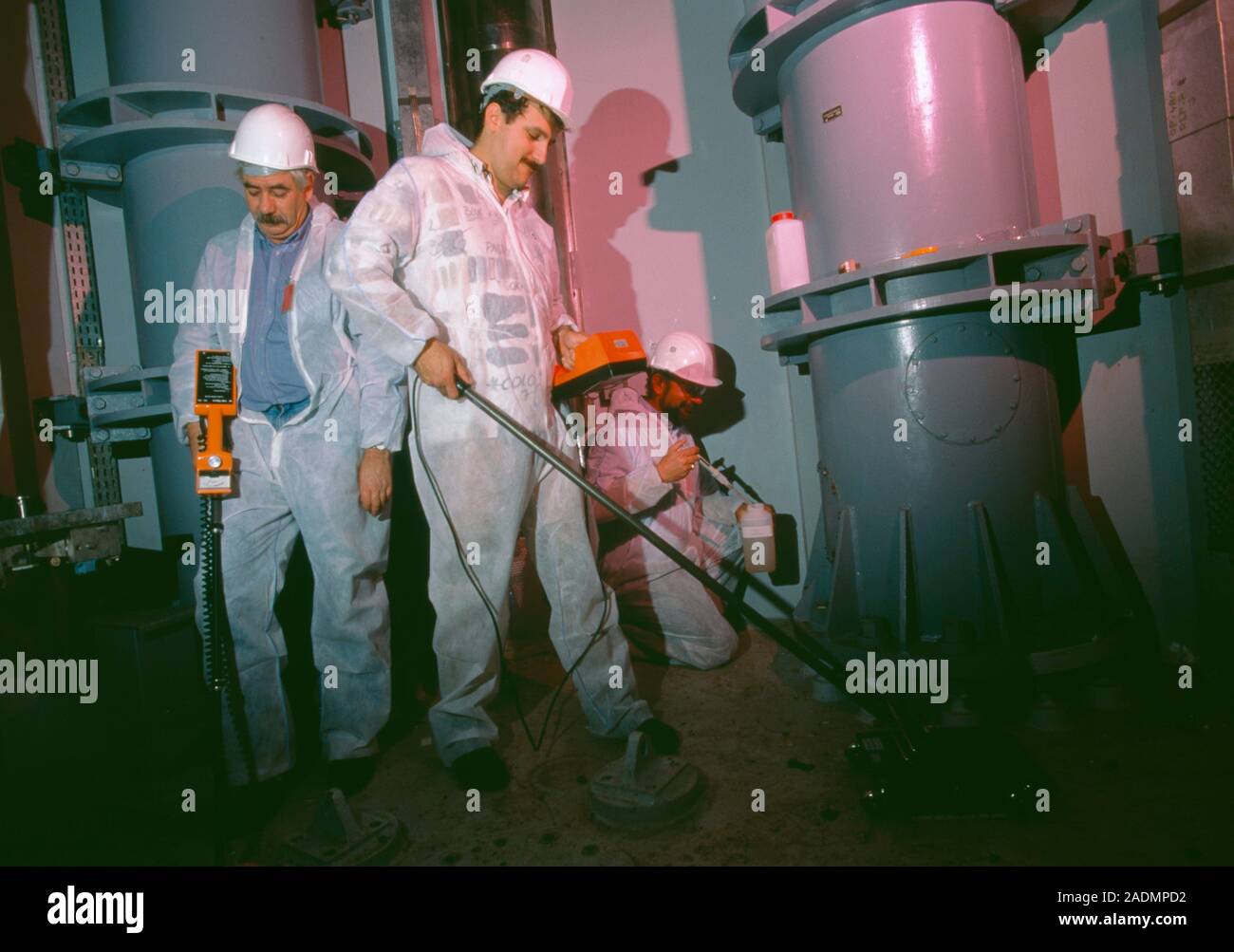 Decommissioning nuclear missile base. Technicians checking the bottom ...
