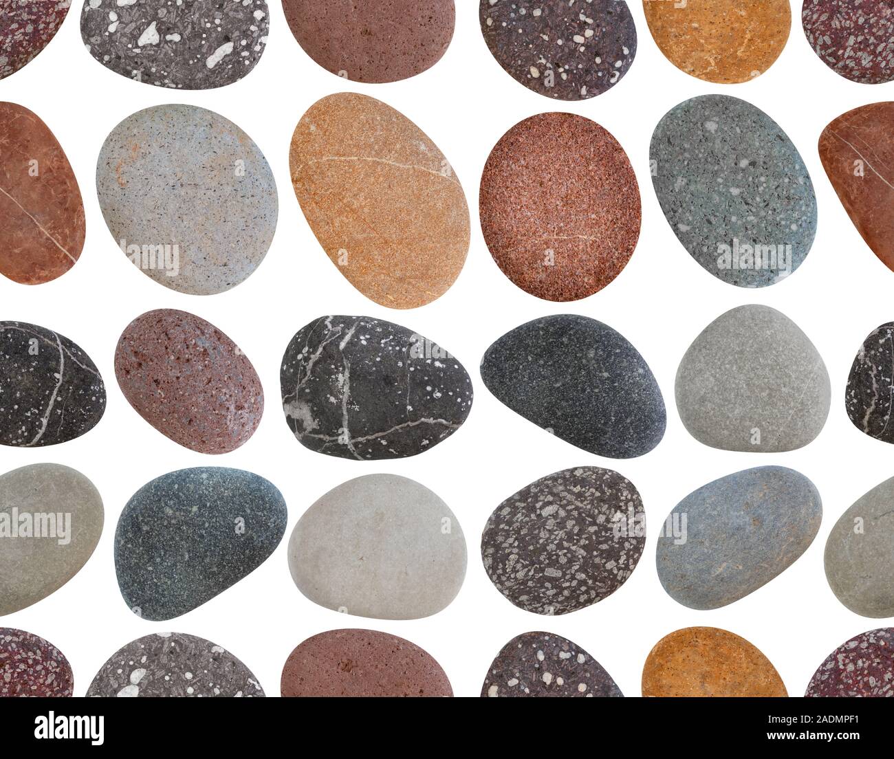 Seamless pattern of colorful pebbles collection isolated on white Stock ...