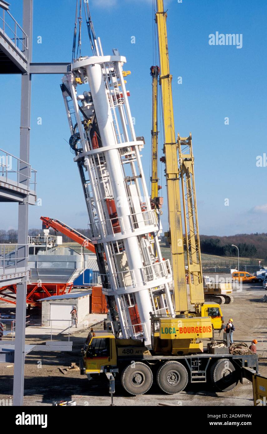 Nuclear waste disposal. Drilling machinery being used to excavate ...